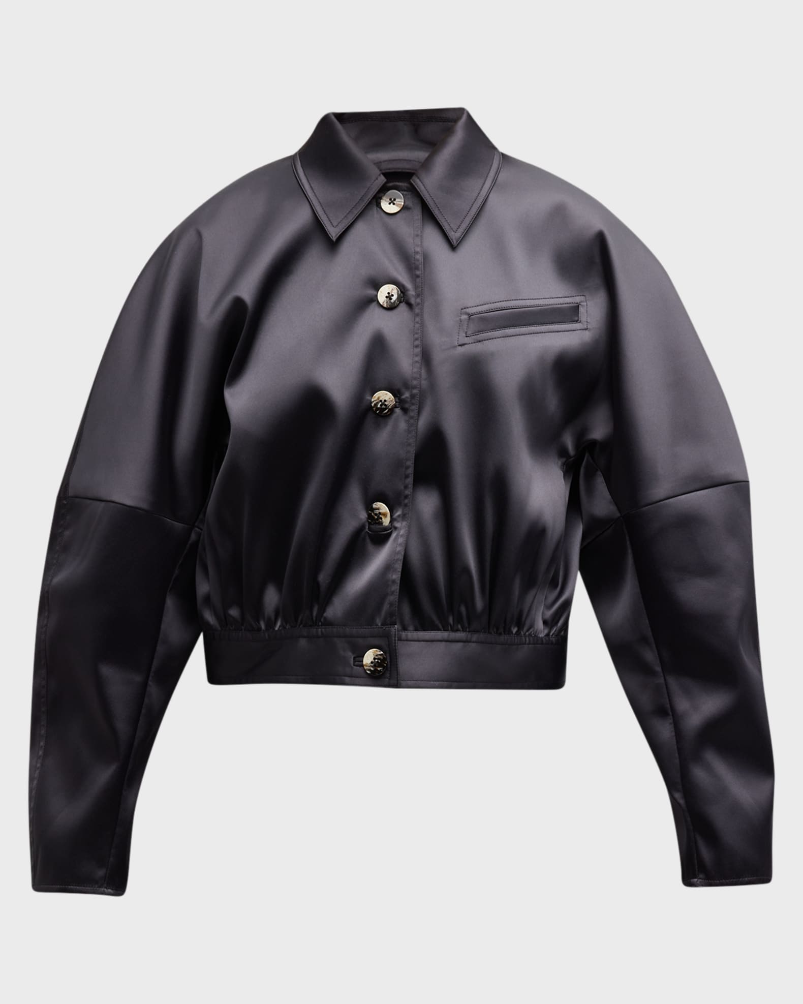 Ganni Double-Satin Cropped Jacket | Neiman Marcus