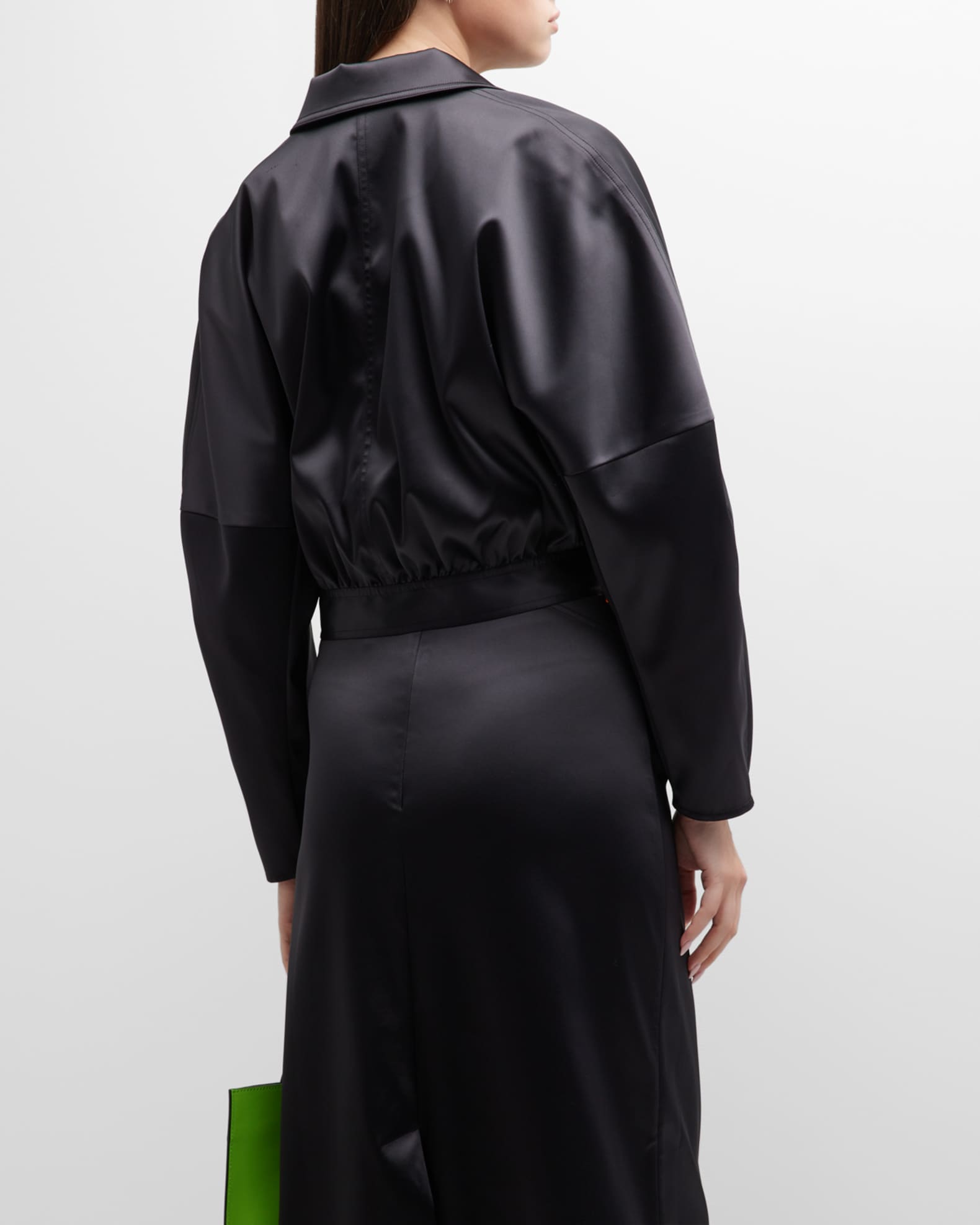 Ganni Double-Satin Cropped Jacket | Neiman Marcus