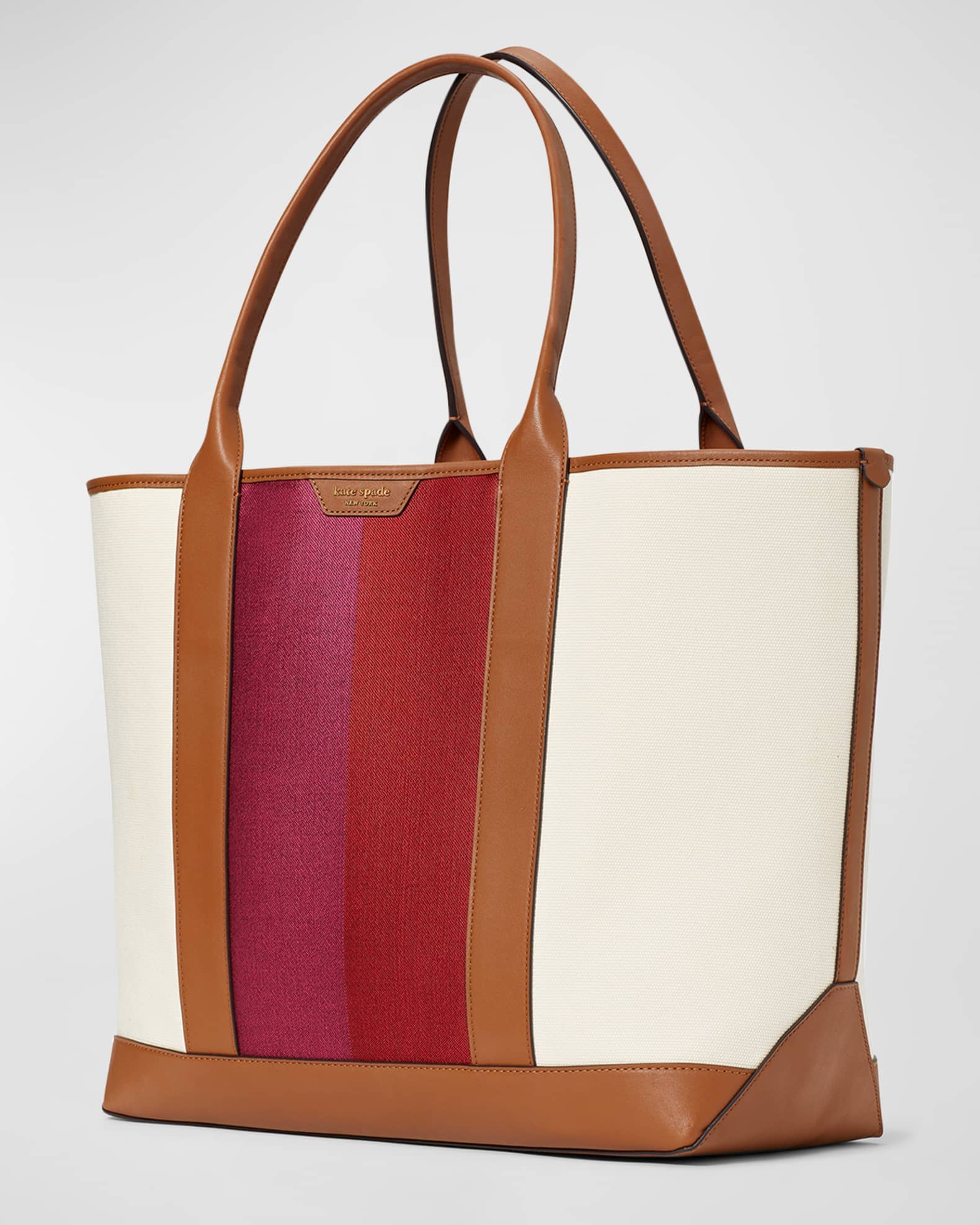 kate spade new york Large Racing Stripe Canvas Tote Bag | Neiman Marcus