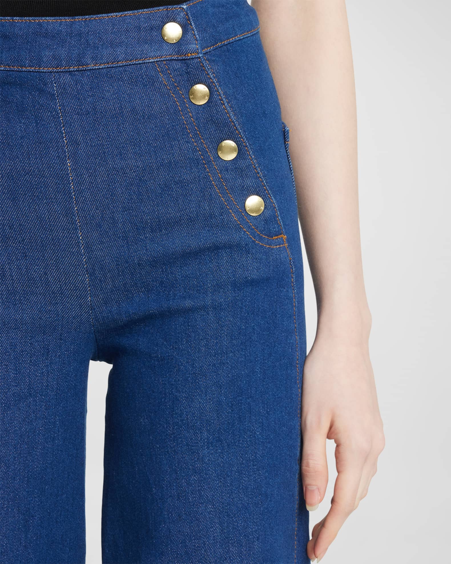 Frame Wide Leg Sailor Snap Jeans Neiman Marcus