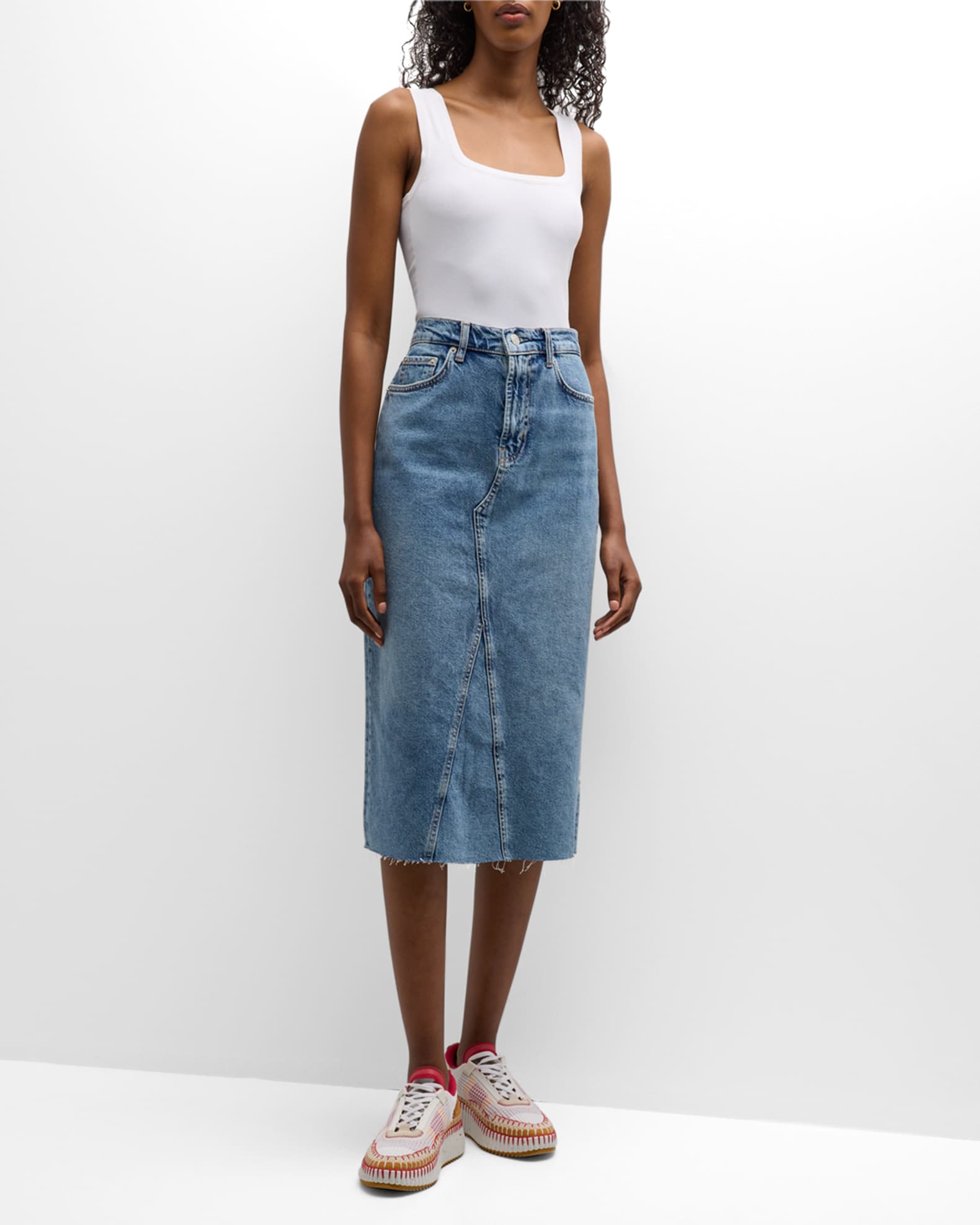 Rails Highland Denim Midi Skirt | Neiman Marcus