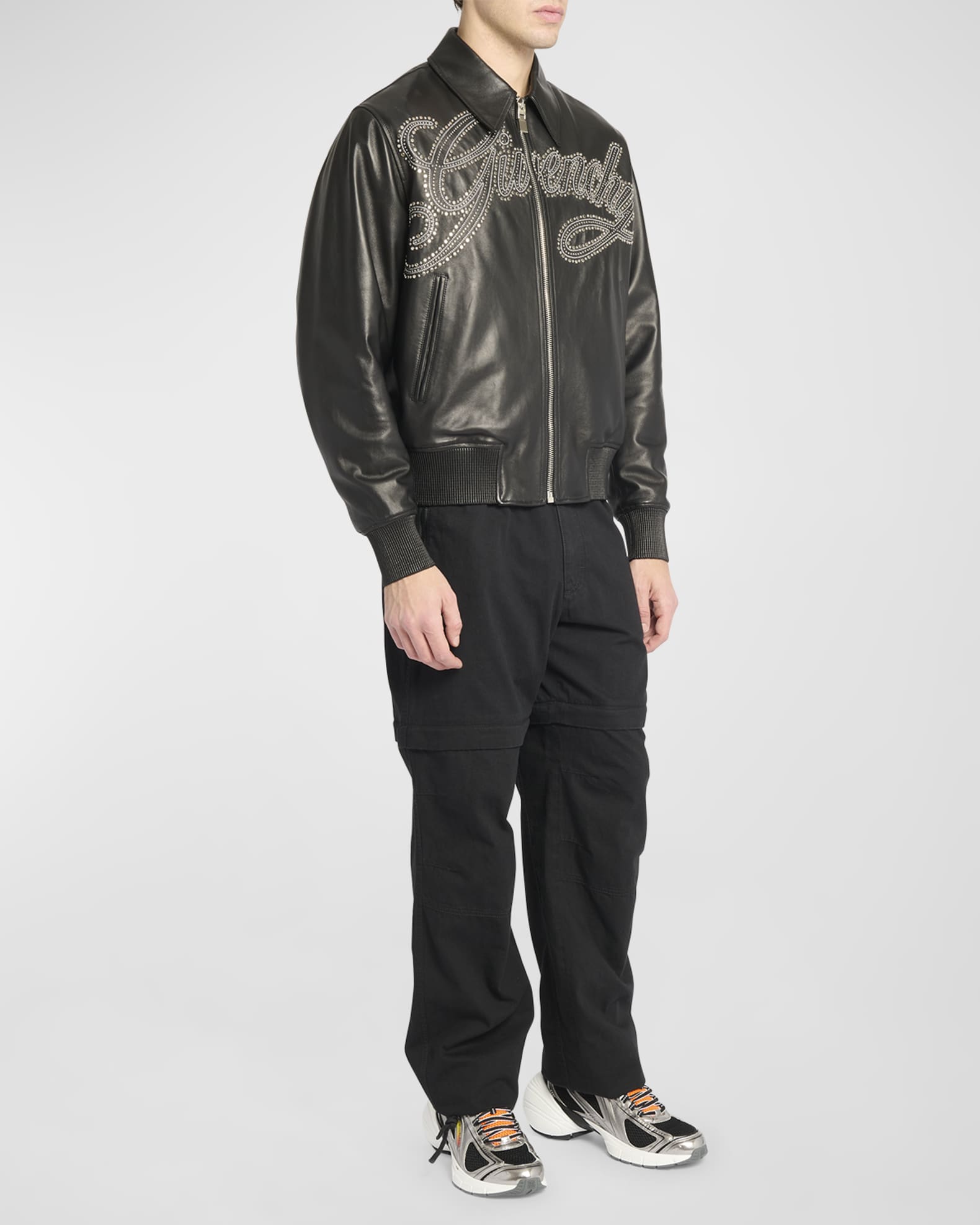 Givenchy Men's Studded Leather Varsity Jacket | Neiman Marcus