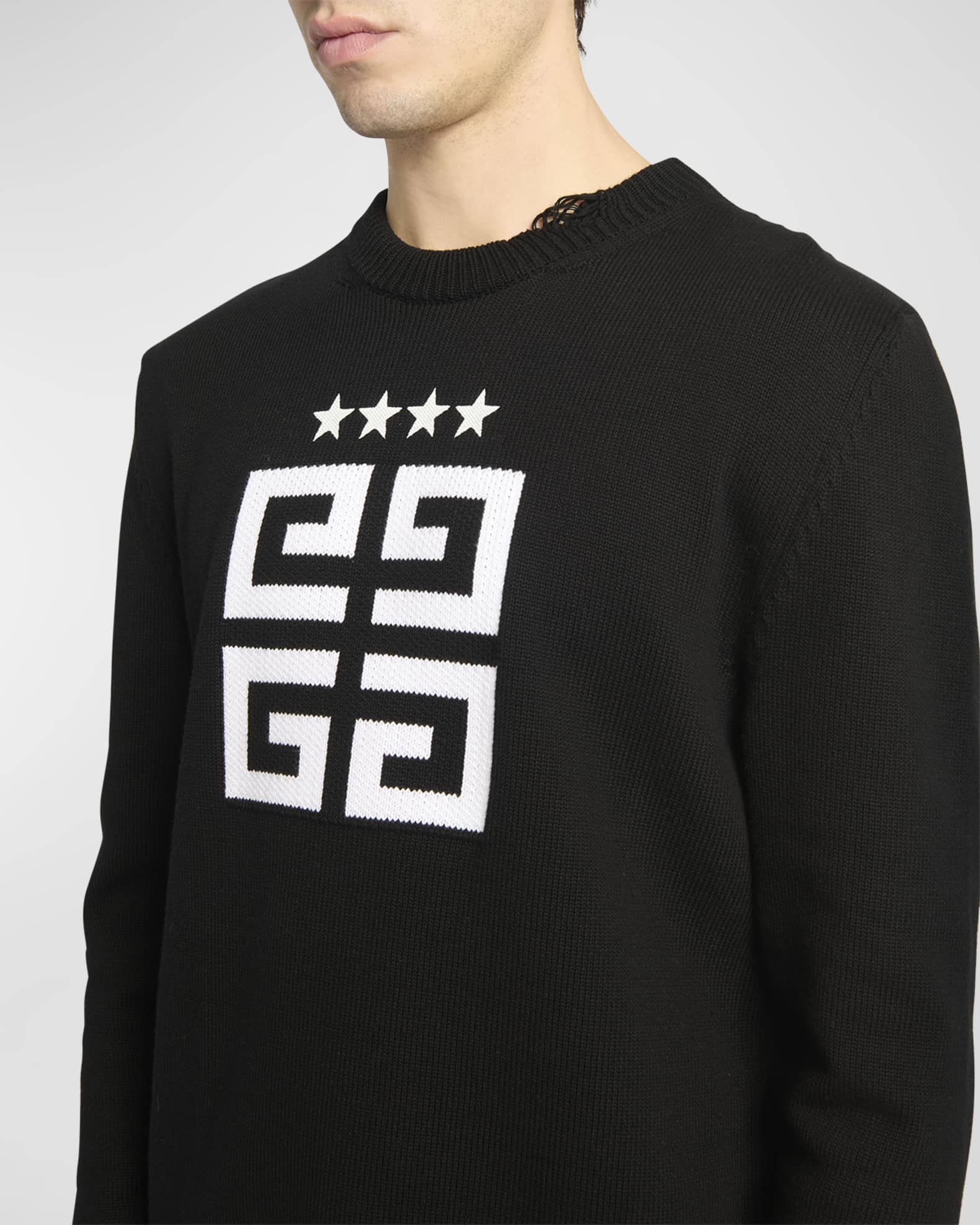 Givenchy Men's Star Embroidered 4G Logo Sweater | Neiman Marcus