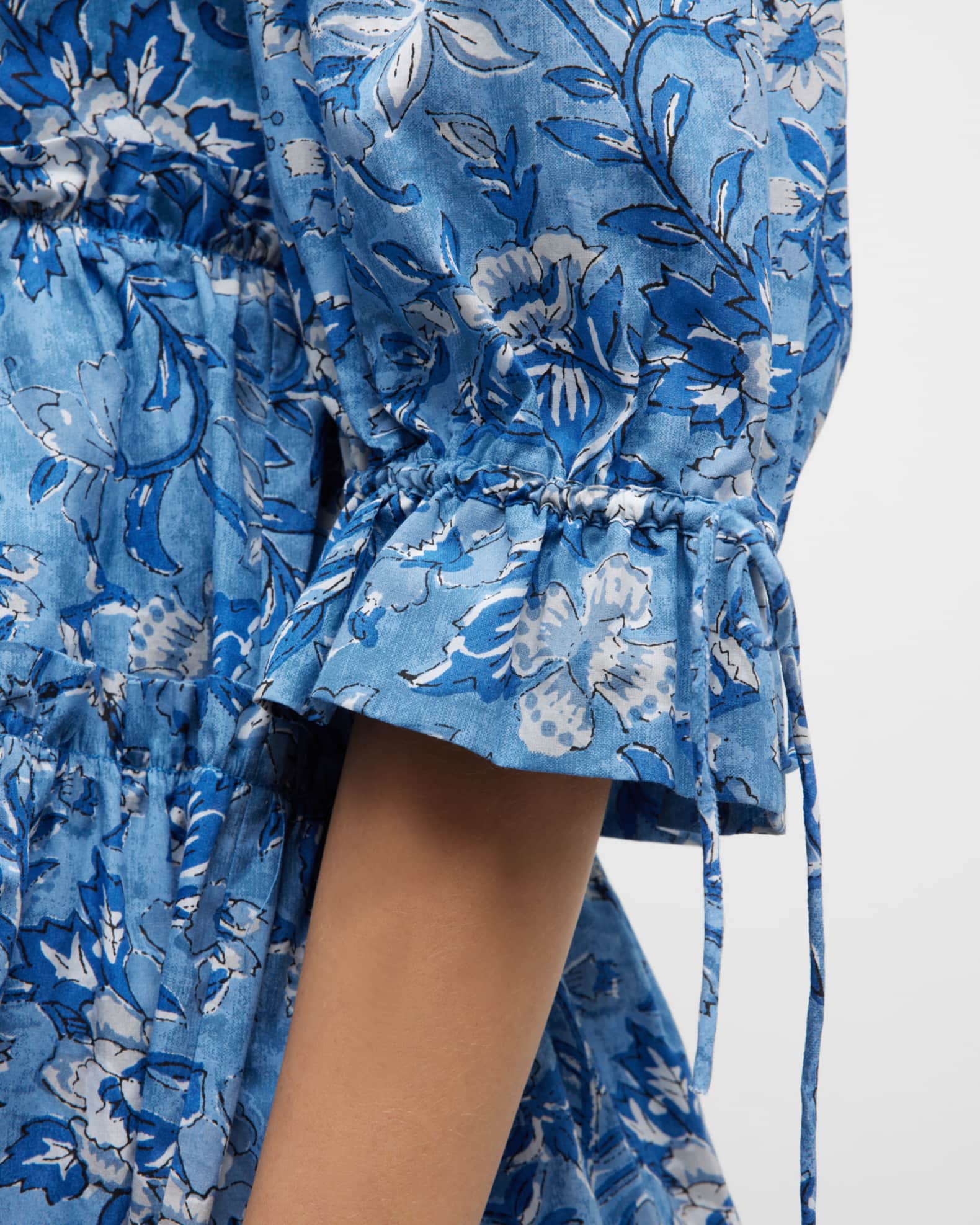 EDDY Julia Puff-Sleeve Tie-Cuff Floral Mini Dress | Neiman Marcus