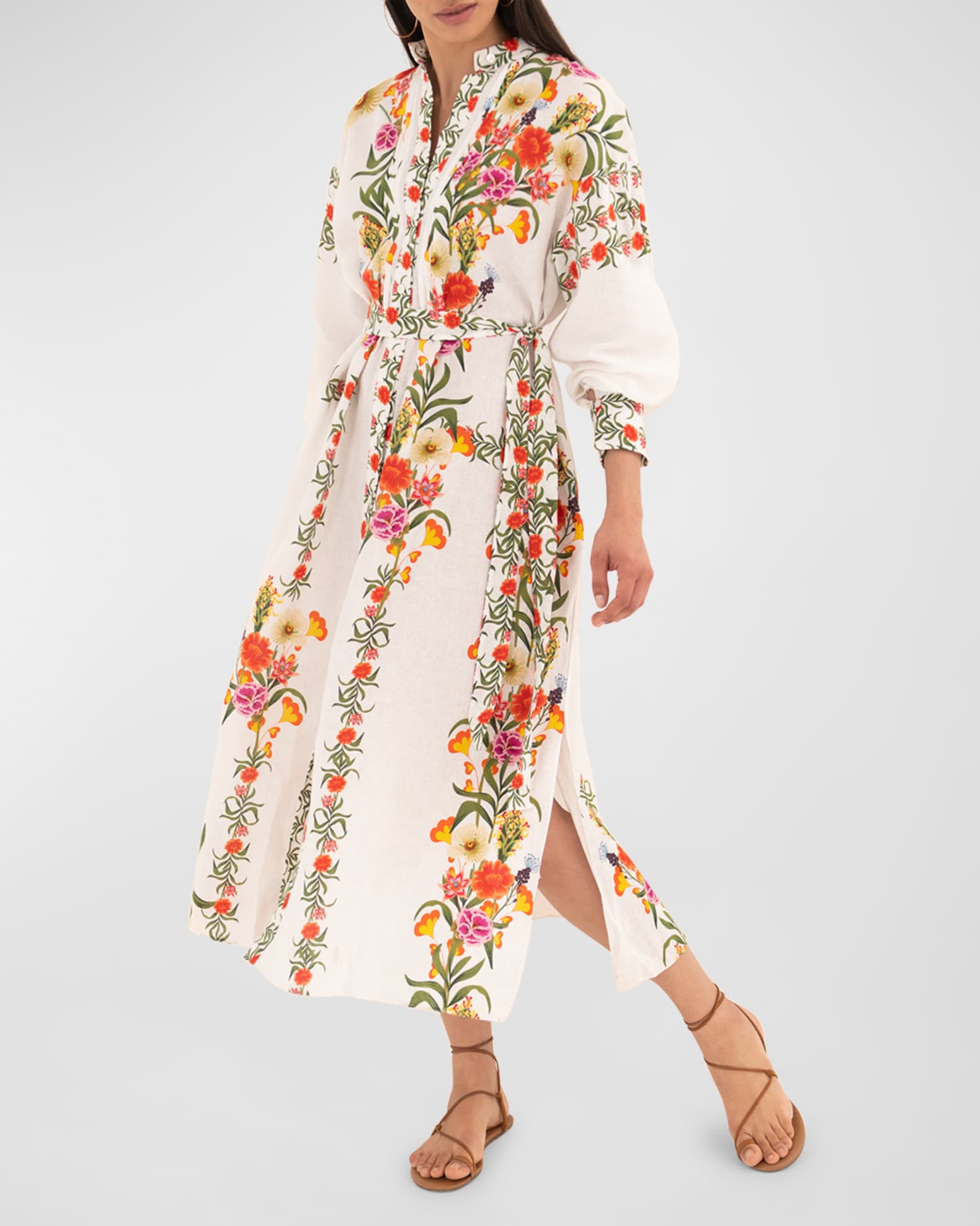 Borgo de Nor Camilla Linen Oversized Midi Shirtdress | Neiman Marcus