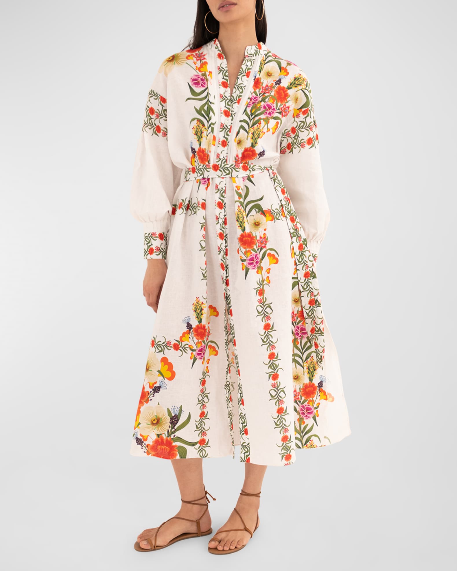Borgo de Nor Camilla Linen Oversized Midi Shirtdress | Neiman Marcus