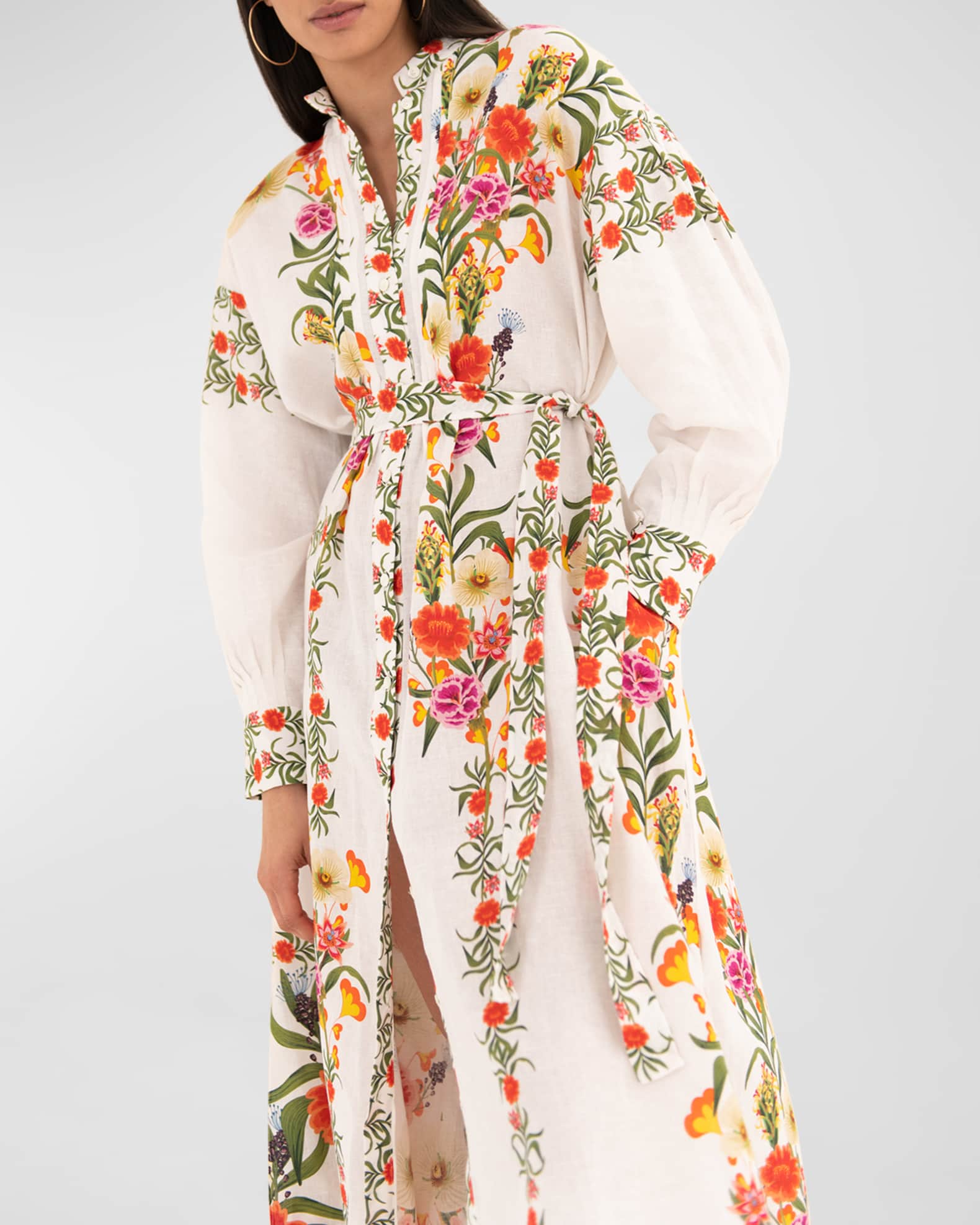 Borgo de Nor Camilla Linen Oversized Midi Shirtdress | Neiman Marcus