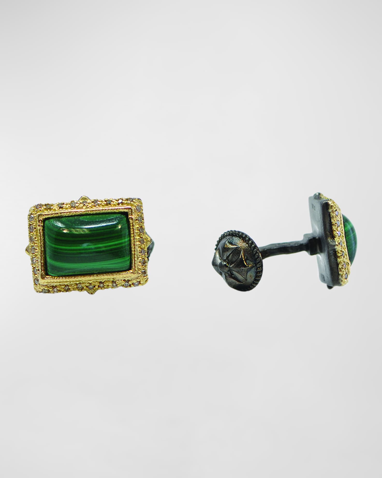 Armenta Men's Malachite Cufflinks with Champagne Diamonds | Neiman Marcus