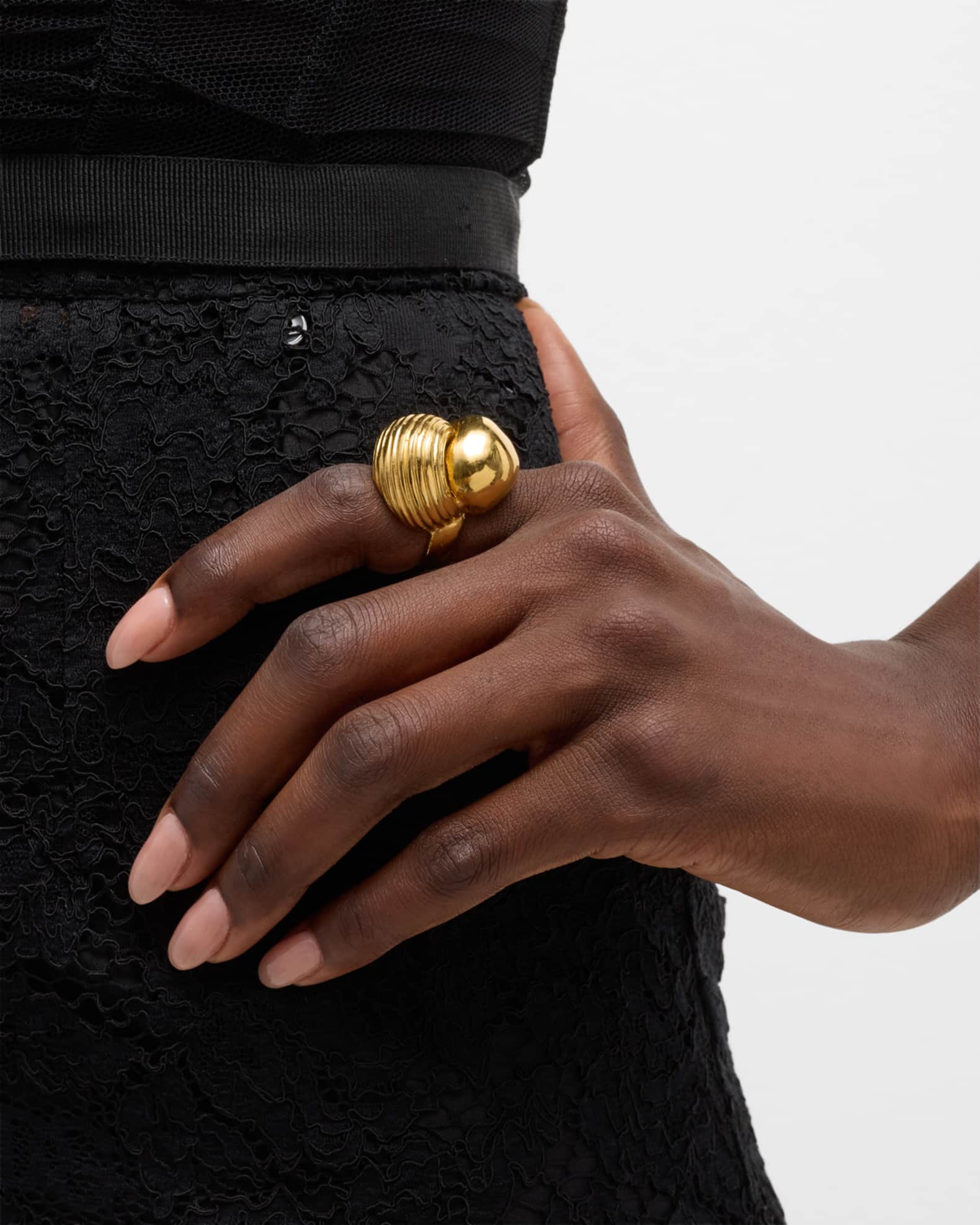 Devon Leigh 18k Yellow Gold Smooth & Ripple Ring | Neiman Marcus