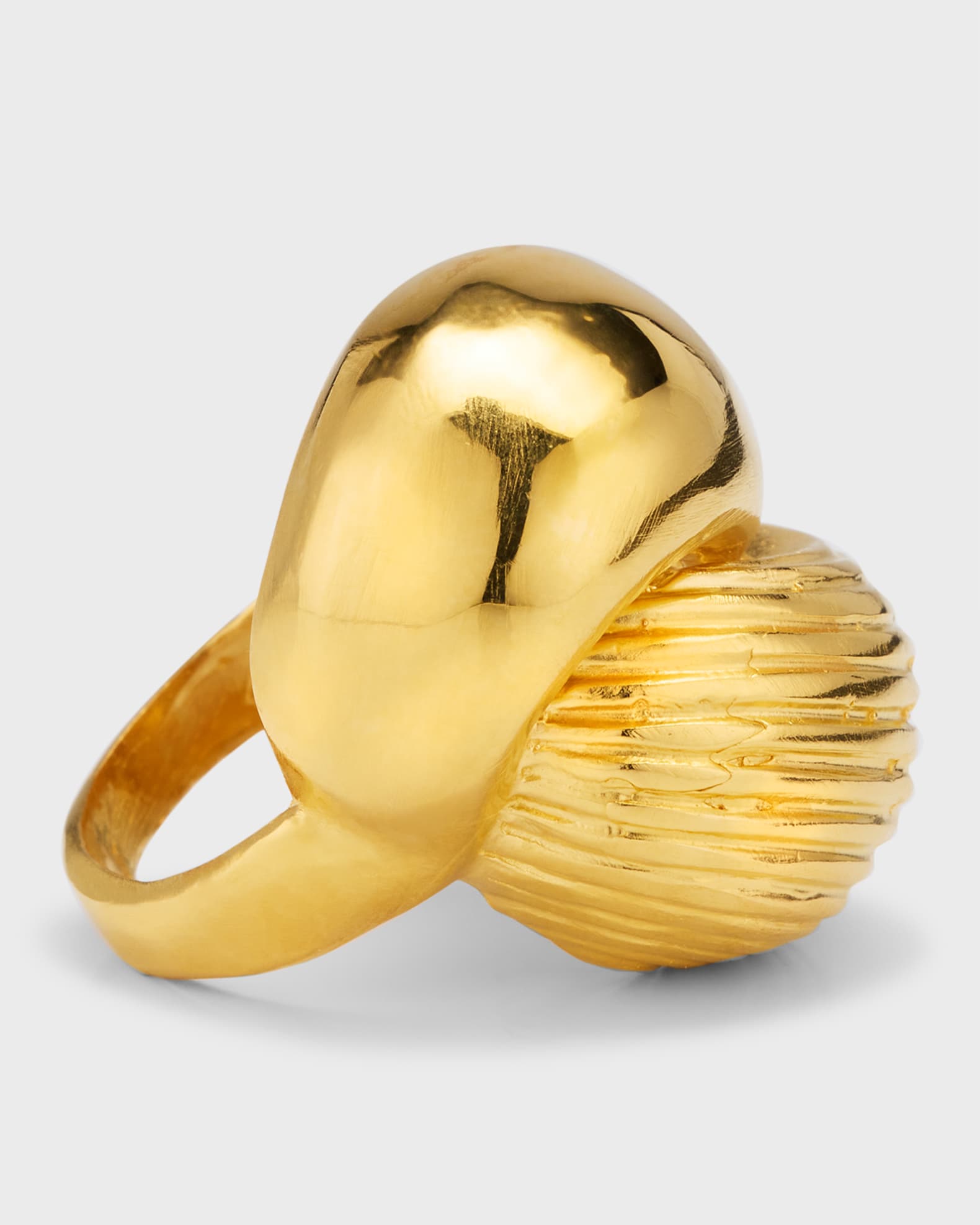 Devon Leigh 18k Yellow Gold Smooth & Ripple Ring | Neiman Marcus