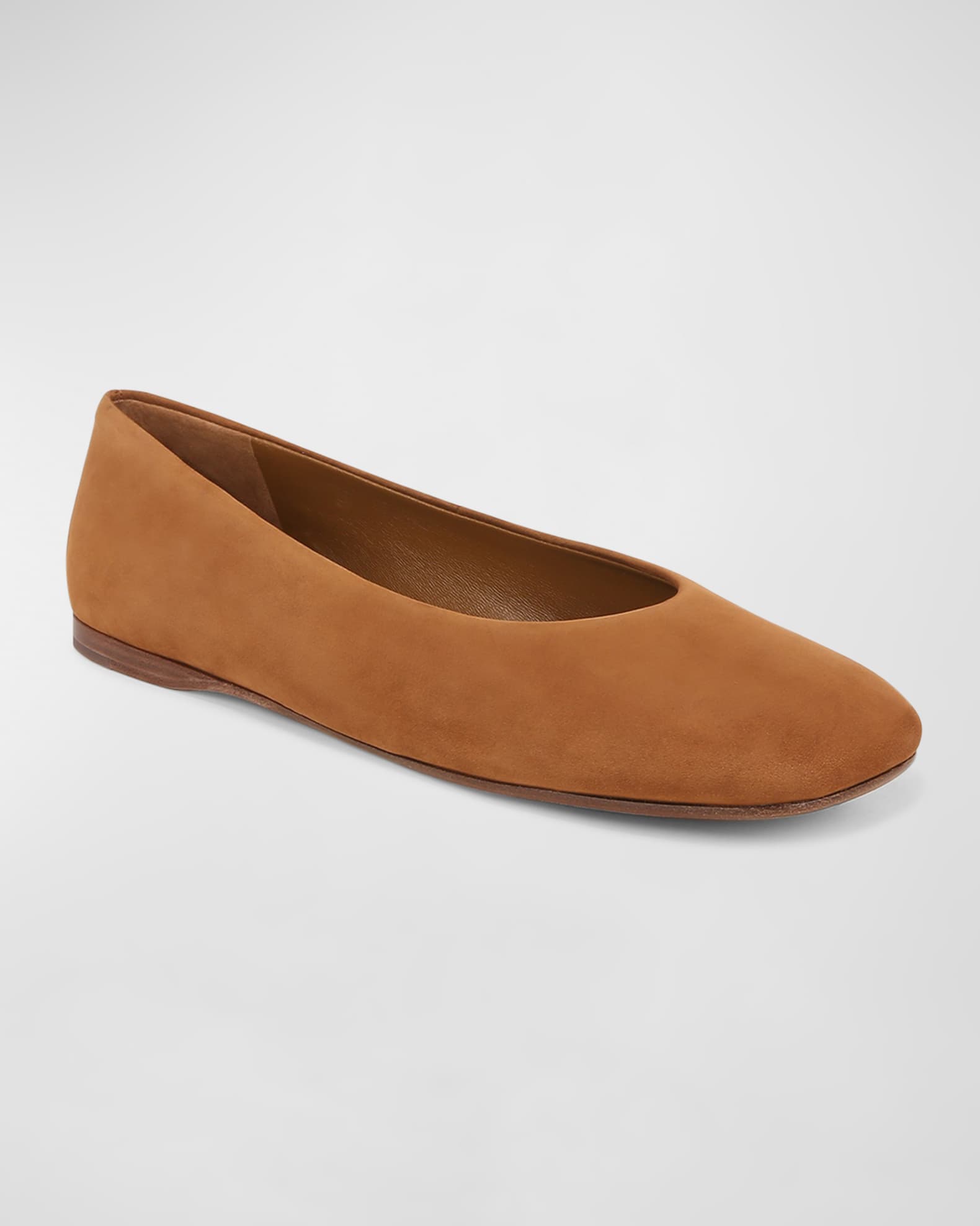 Vince Leah Leather Square-Toe Ballerina Flats | Neiman Marcus