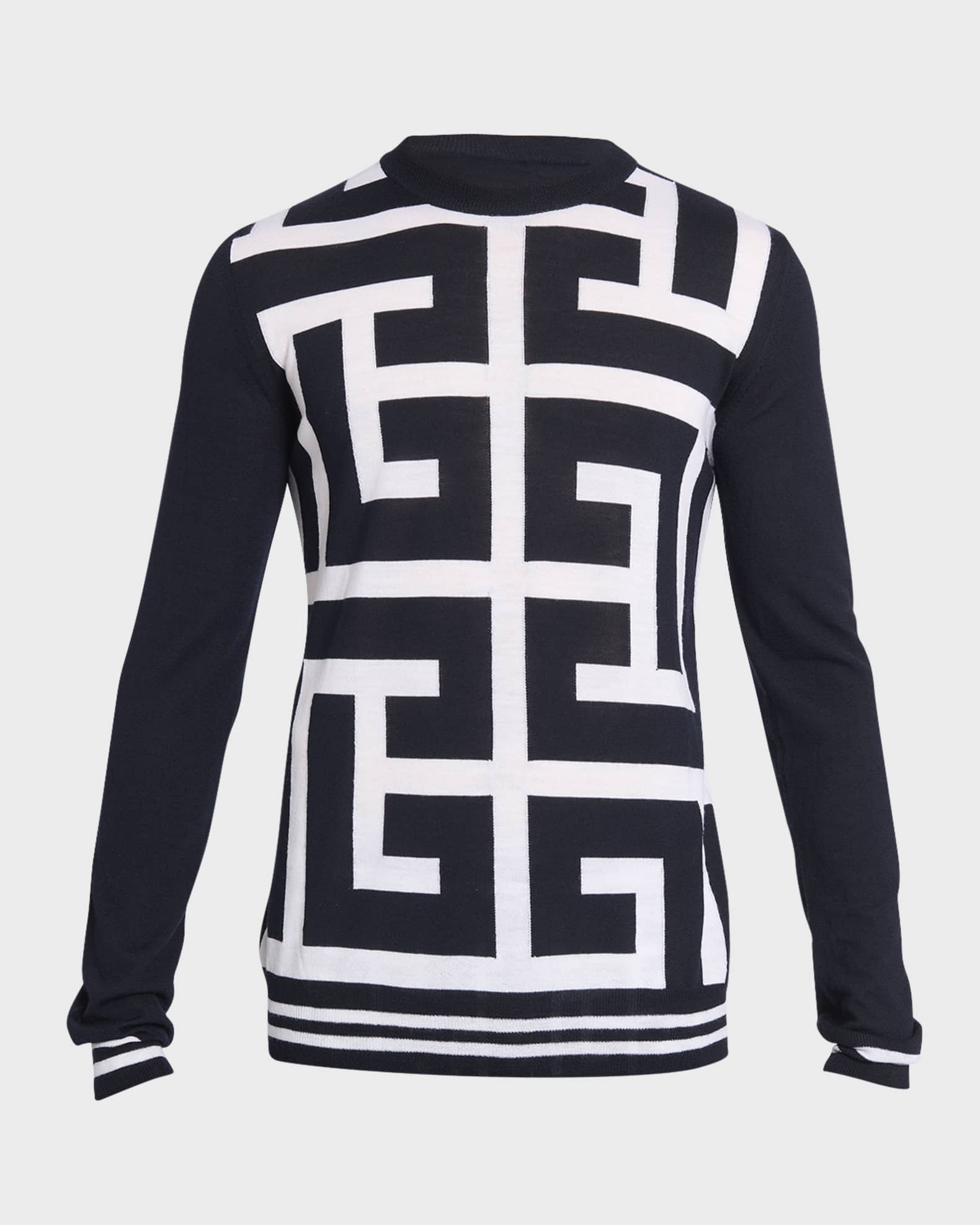 Balmain Men's Maxi Monogram Scarf Sweater | Neiman Marcus