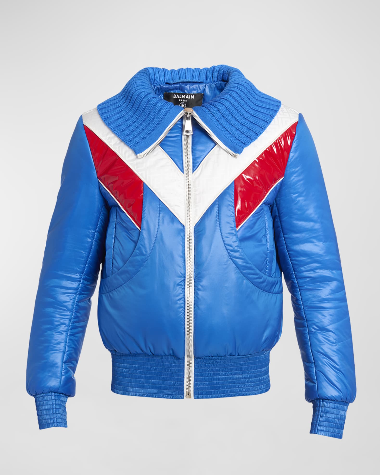 Balmain Men's Multi-Cut Retro Nylon Puffer Jacket | Neiman Marcus