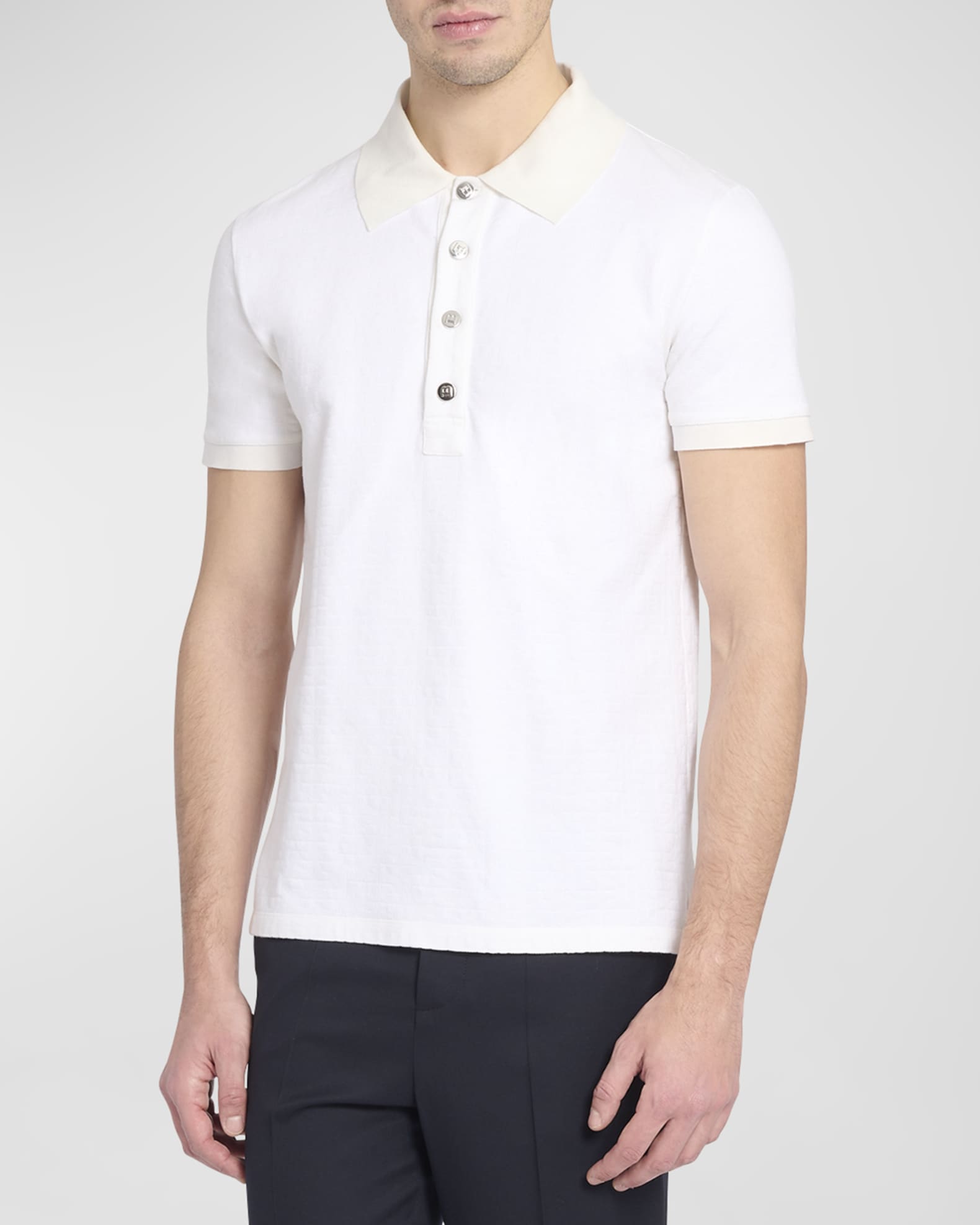 Balmain Men's Monogram Pique Polo Shirt | Neiman Marcus