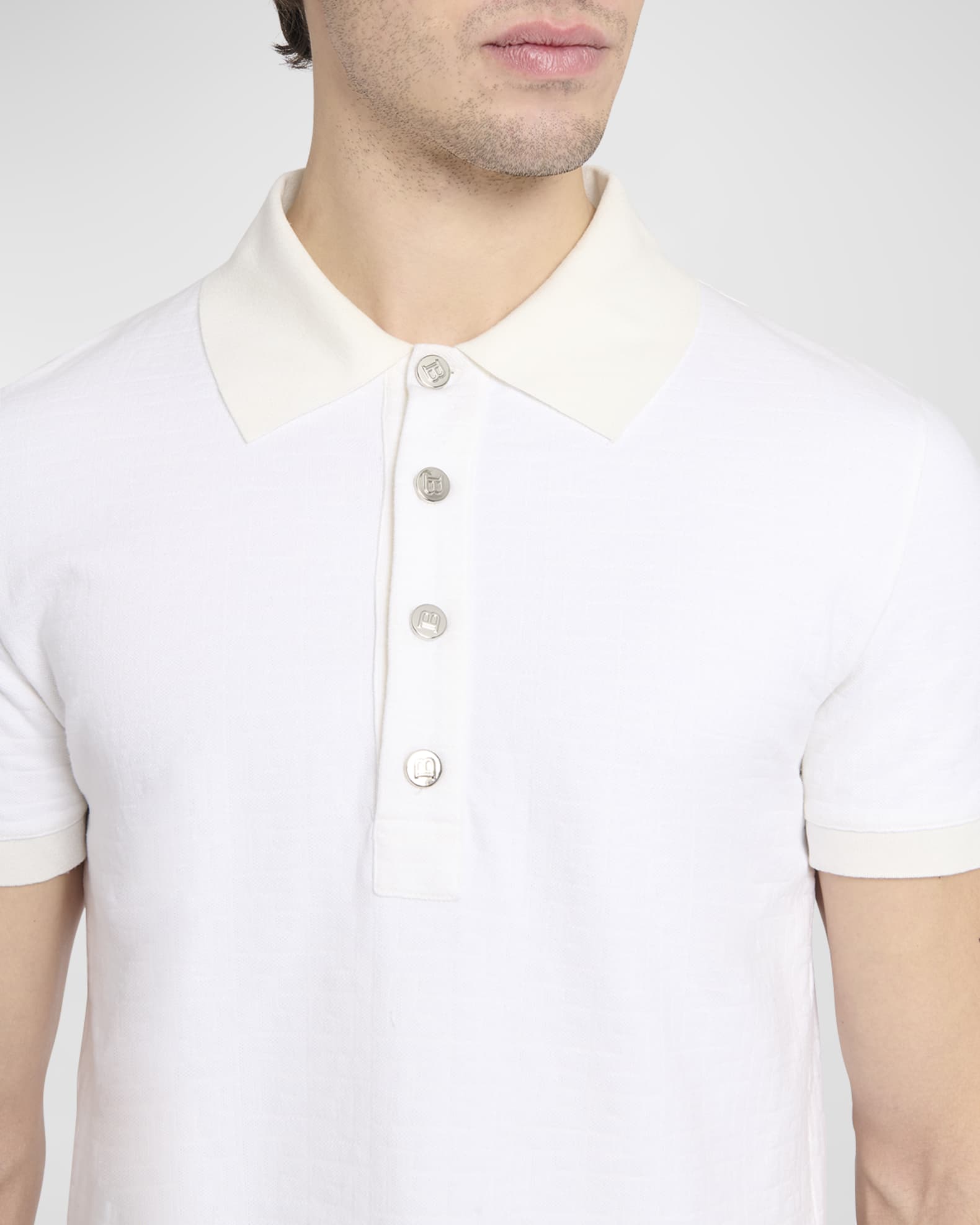 Balmain Men's Monogram Pique Polo Shirt | Neiman Marcus