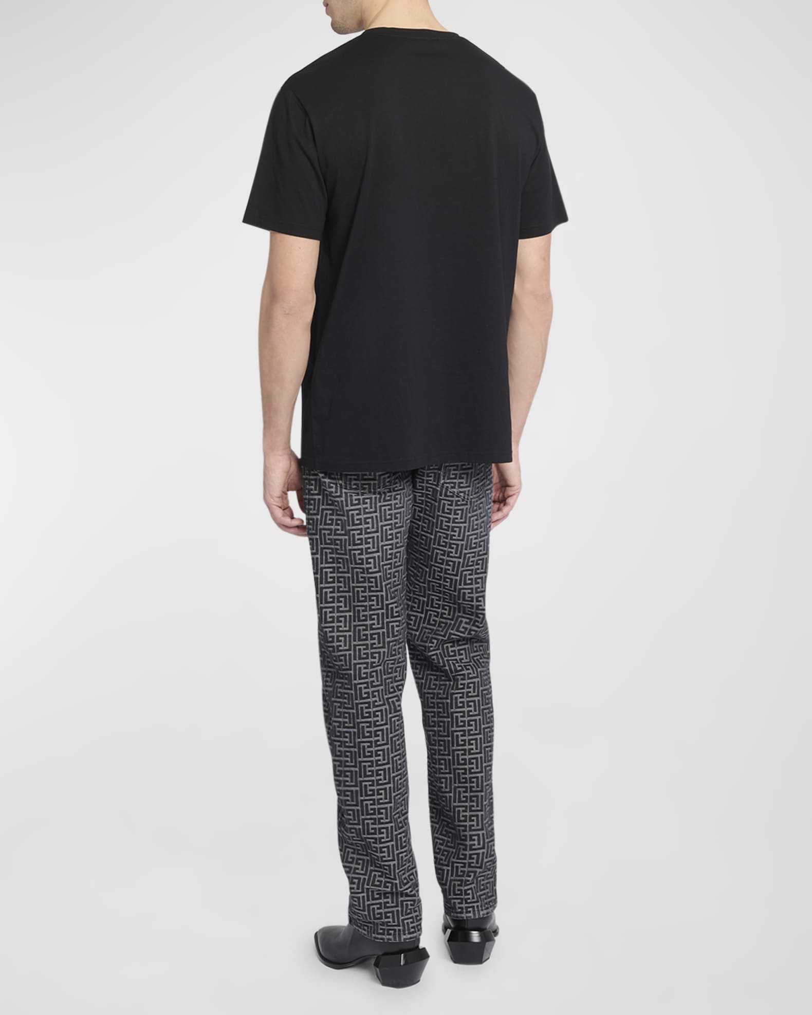Balmain Men's Flocked Logo T-Shirt | Neiman Marcus