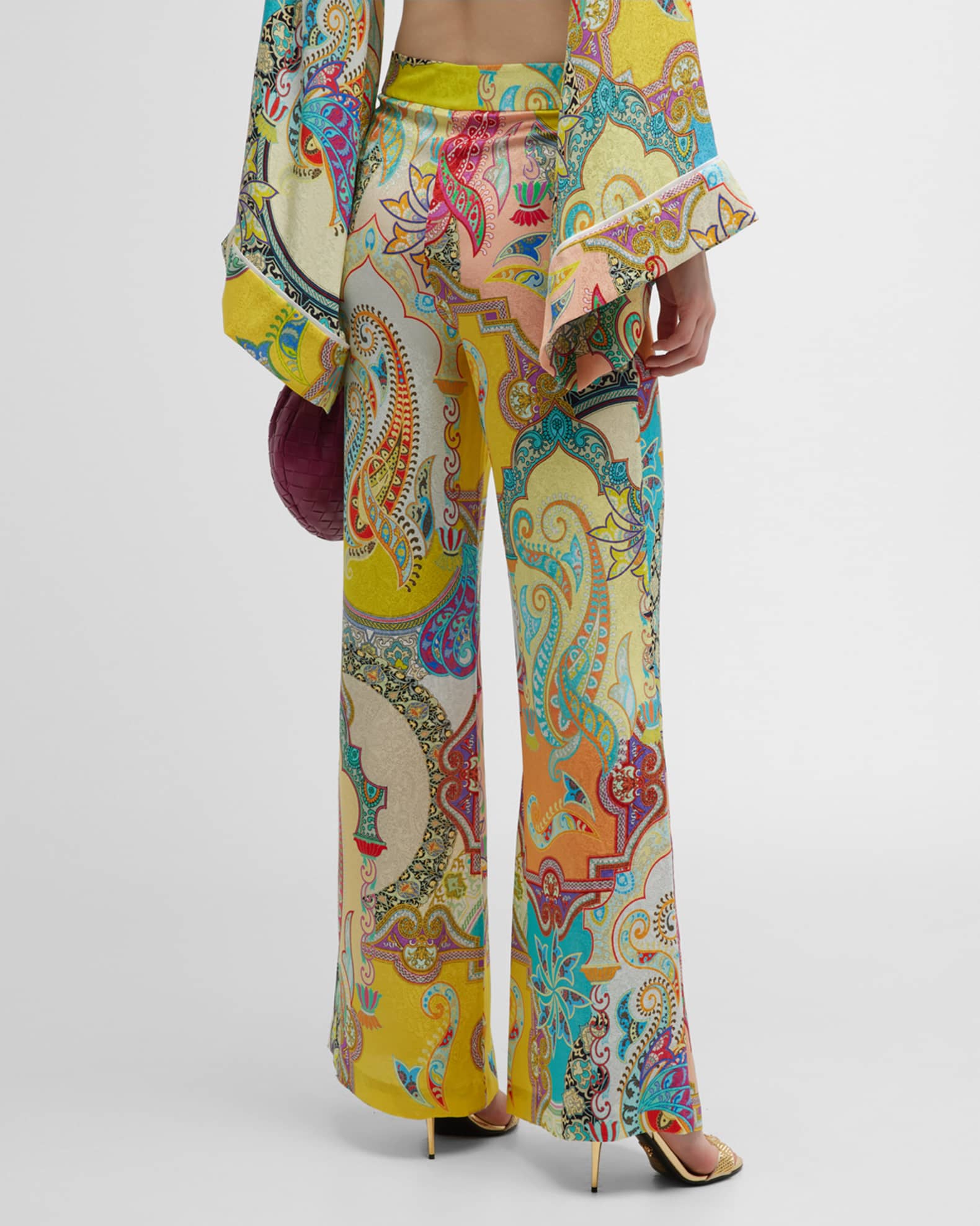 Adriana Iglesias Misty Paisley-Print Wide-Leg Silk Pants | Neiman Marcus