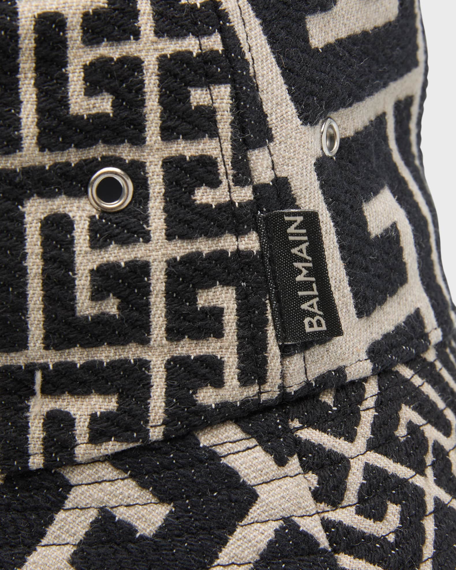 Balmain Mix Monogram Jacquard Bucket Hat | Neiman Marcus