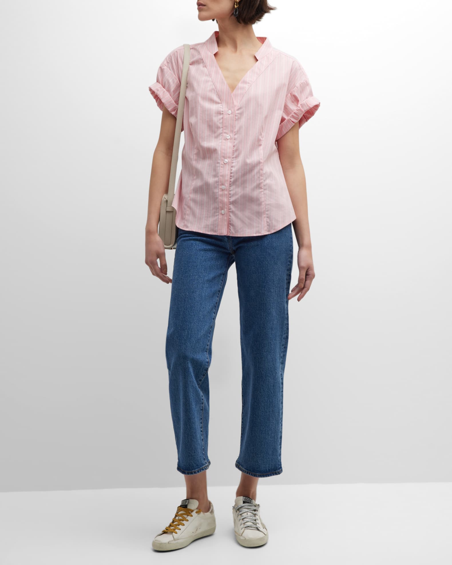 Finley Diamond Striped Short-Sleeve Shirt | Neiman Marcus
