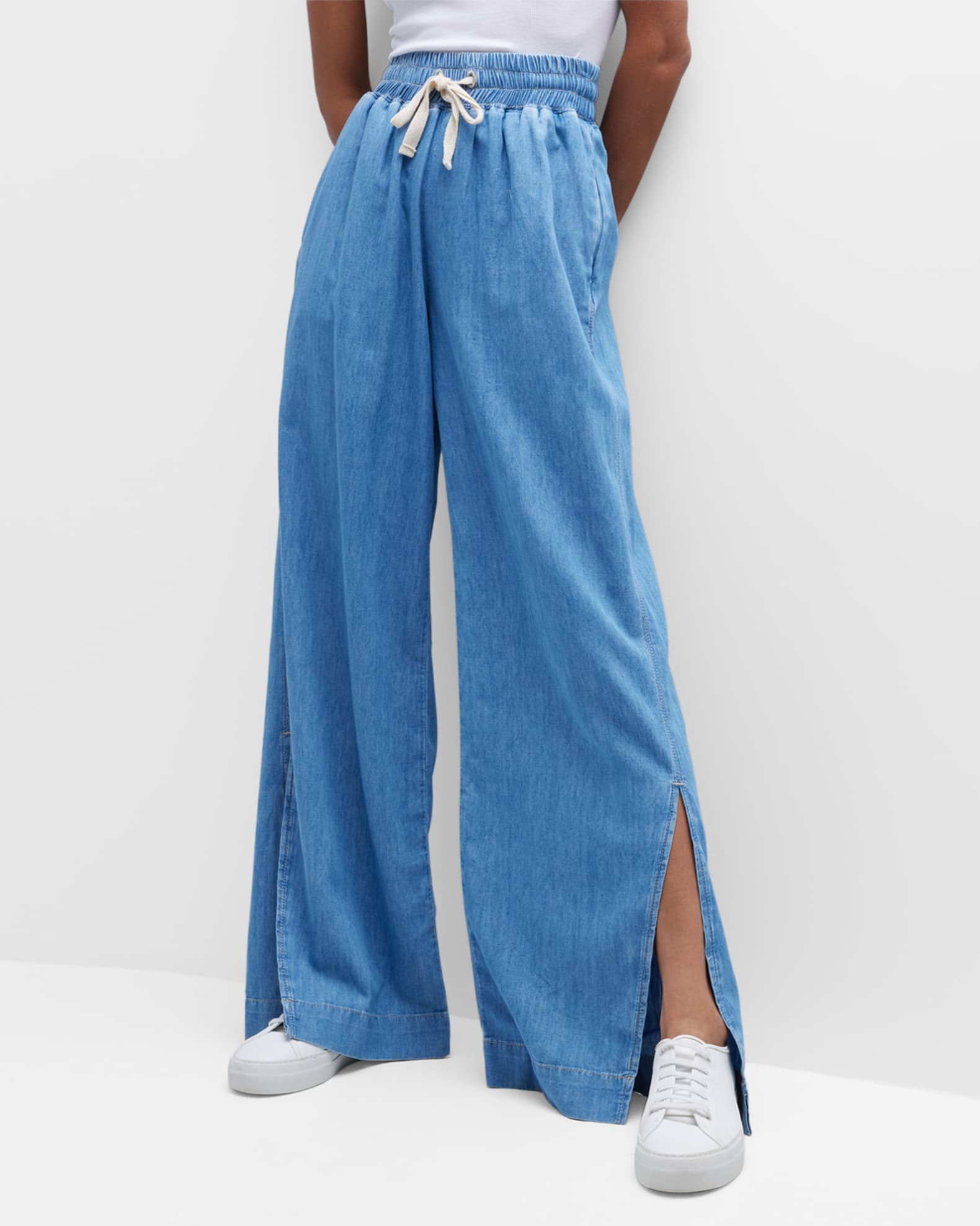 FRAME Drawstring Wide-Leg Lounge Pants | Neiman Marcus
