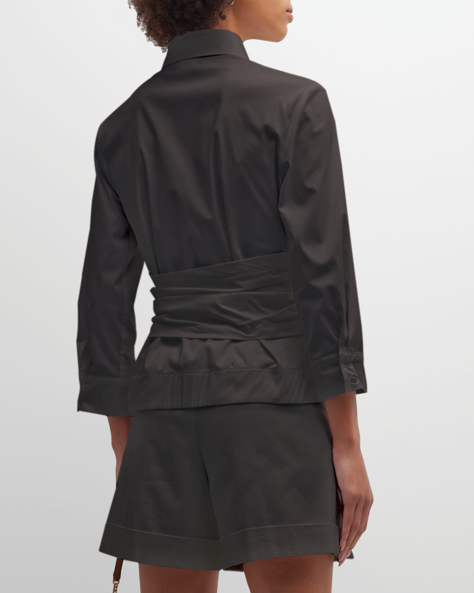 Finley Ellis Tie-Waist Cotton Poplin Shirt | Neiman Marcus