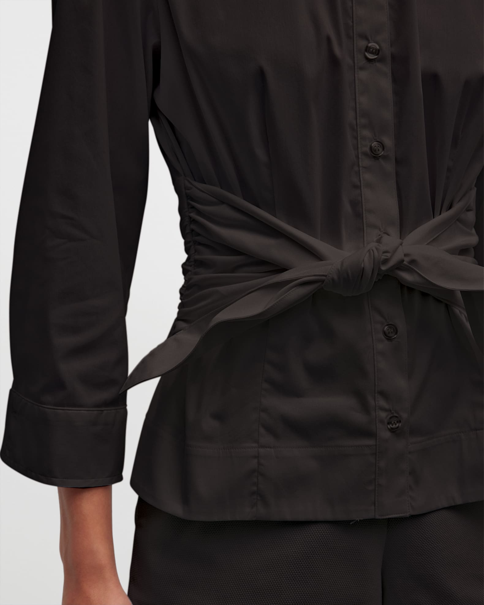 Finley Ellis Tie-Waist Cotton Poplin Shirt | Neiman Marcus