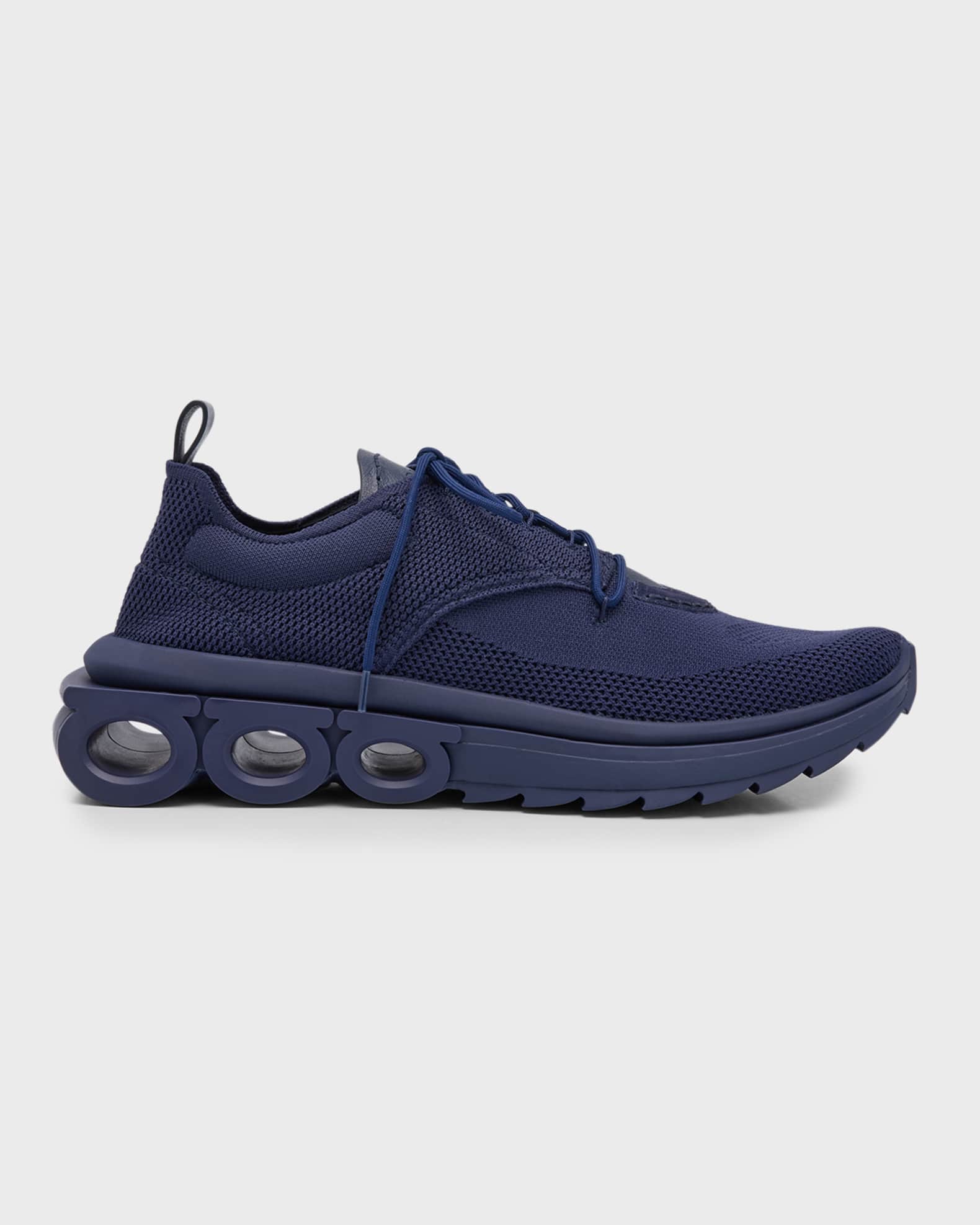 Ferragamo Men's Nima Knit Gancino Runner Sneakers | Neiman Marcus