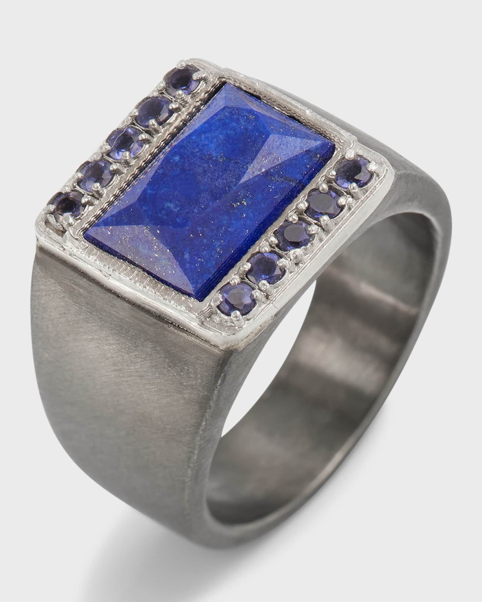 Armenta Men's Lapis Signet Ring with Iolite | Neiman Marcus