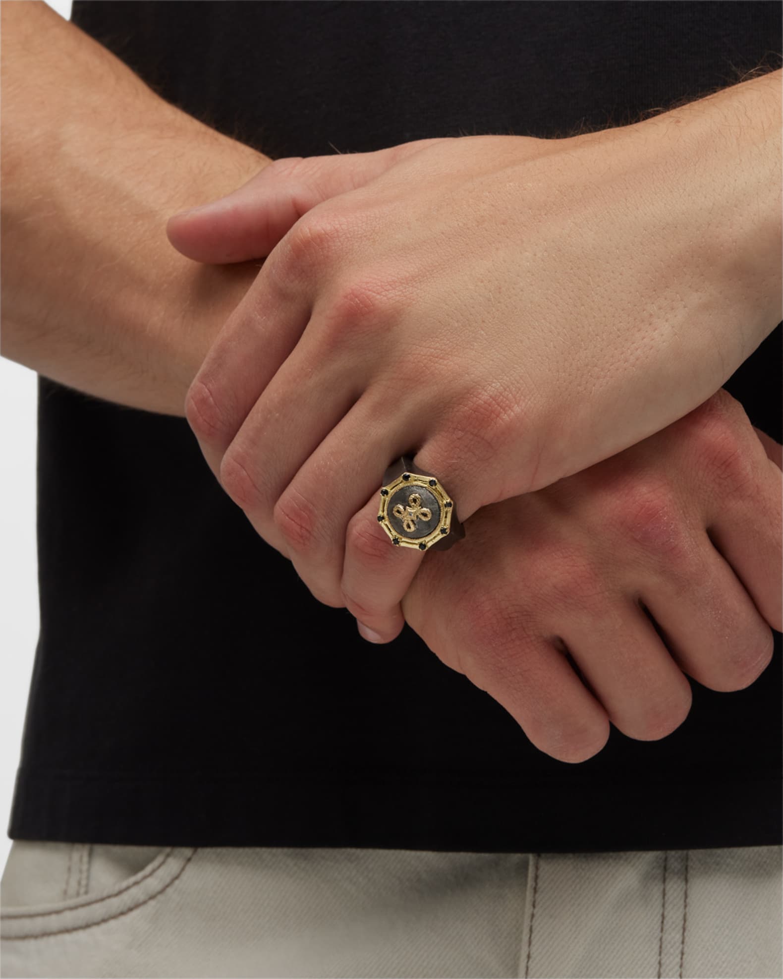 Armenta Men's Two-Tone Romero Celtic Knot Signet Ring | Neiman Marcus