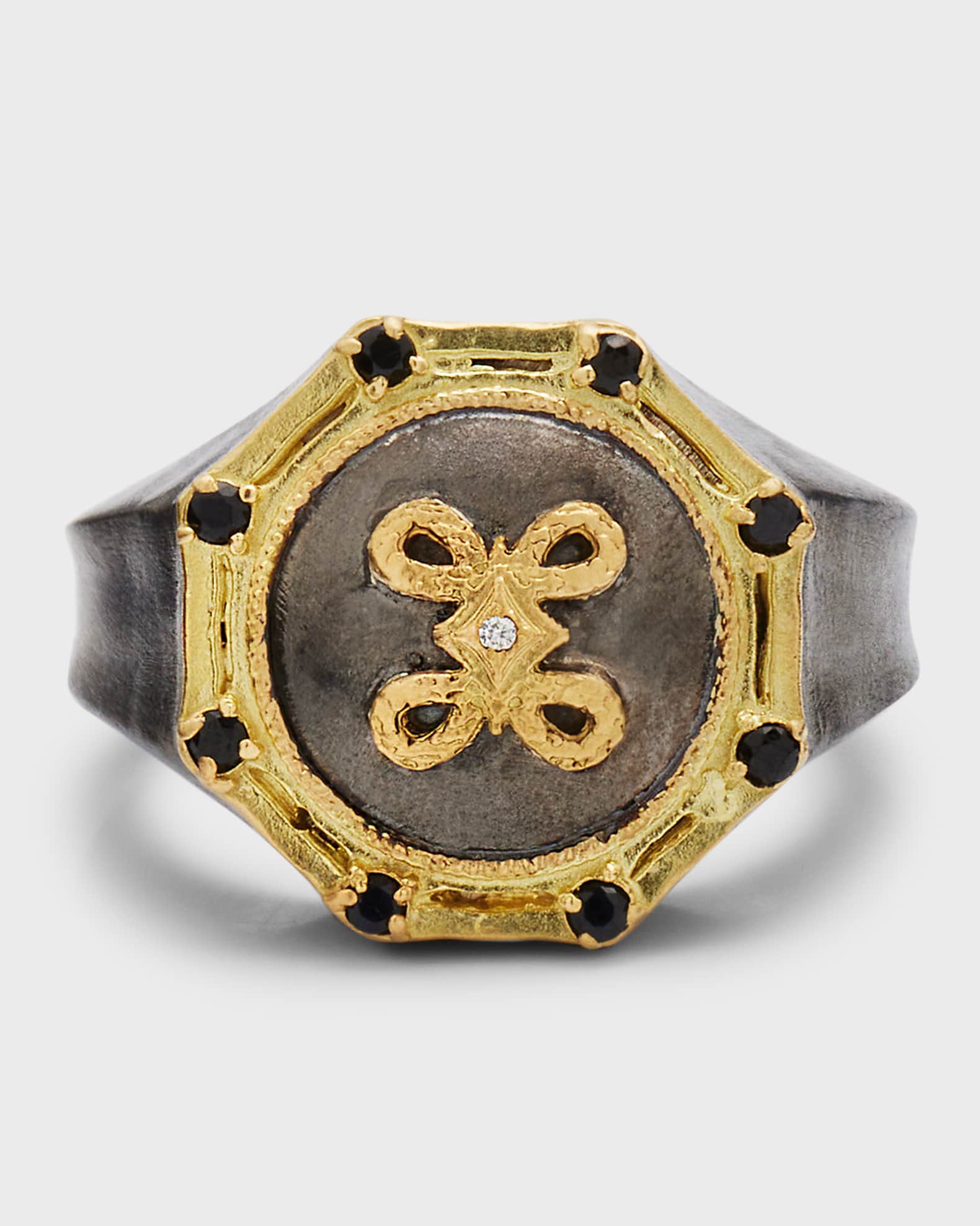 Armenta Men's Two-Tone Romero Celtic Knot Signet Ring | Neiman Marcus