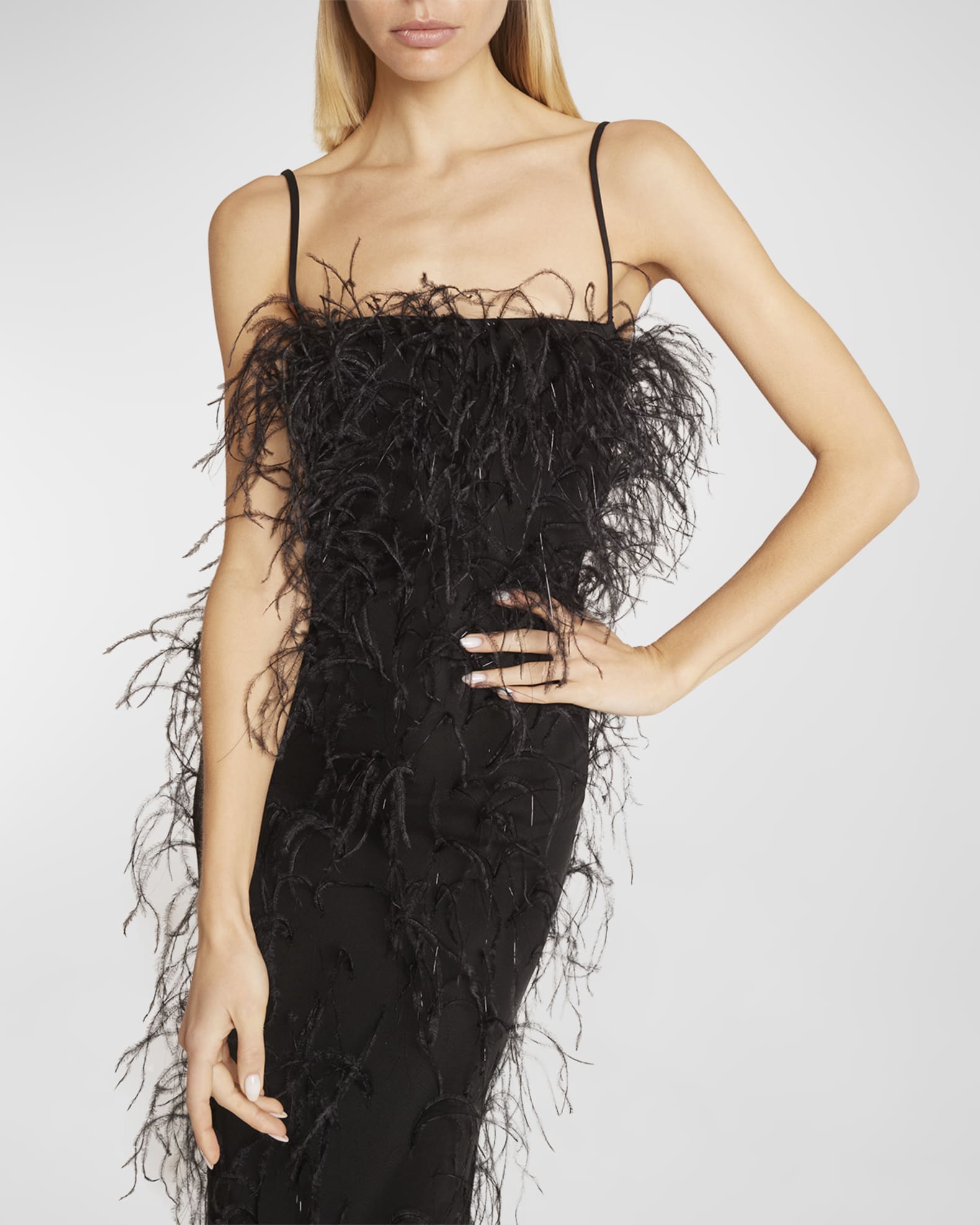 Givenchy Embroidered Feather Column Gown | Neiman Marcus
