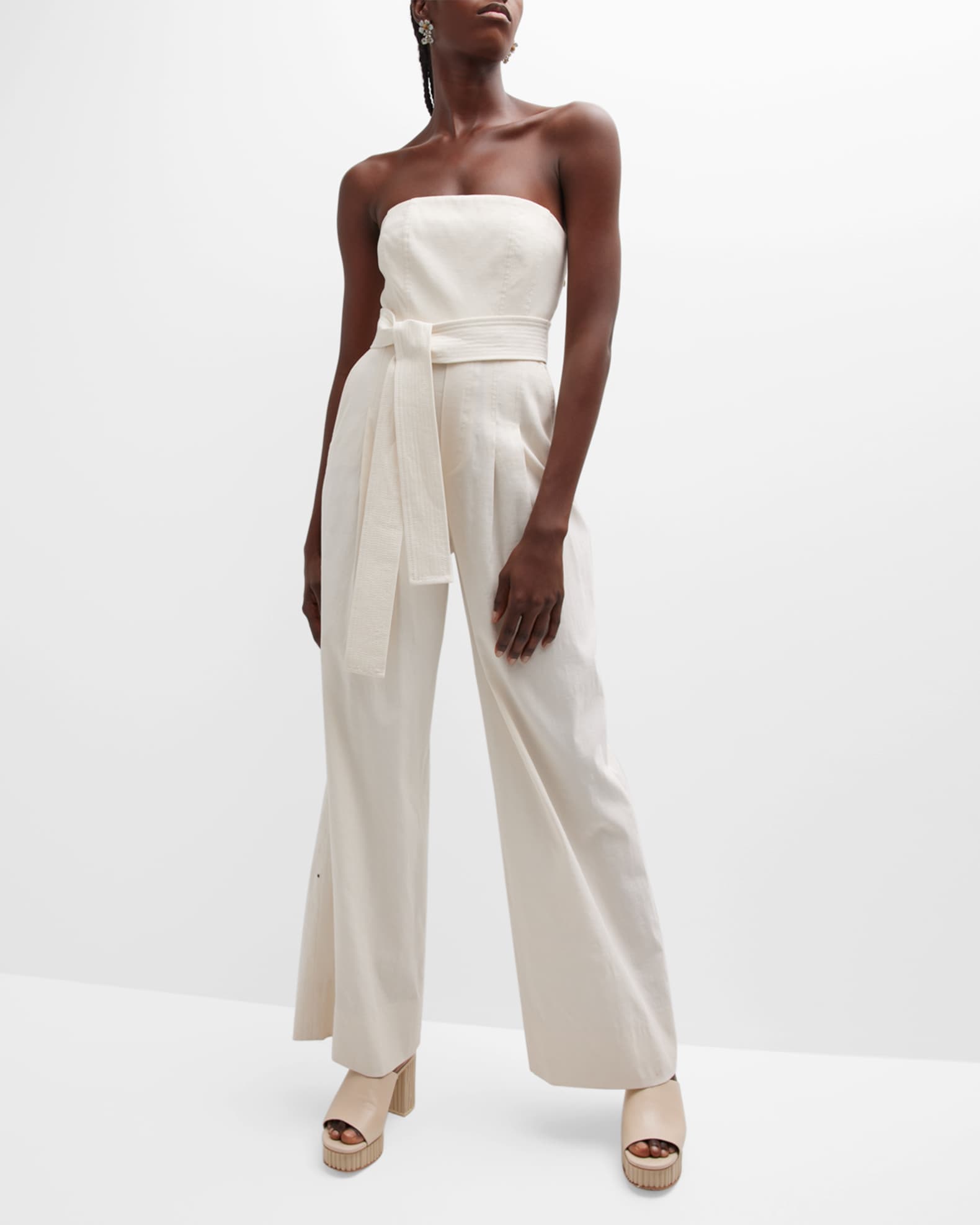 A.L.C. Elsie Strapless Wide-Leg Linen Jumpsuit | Neiman Marcus