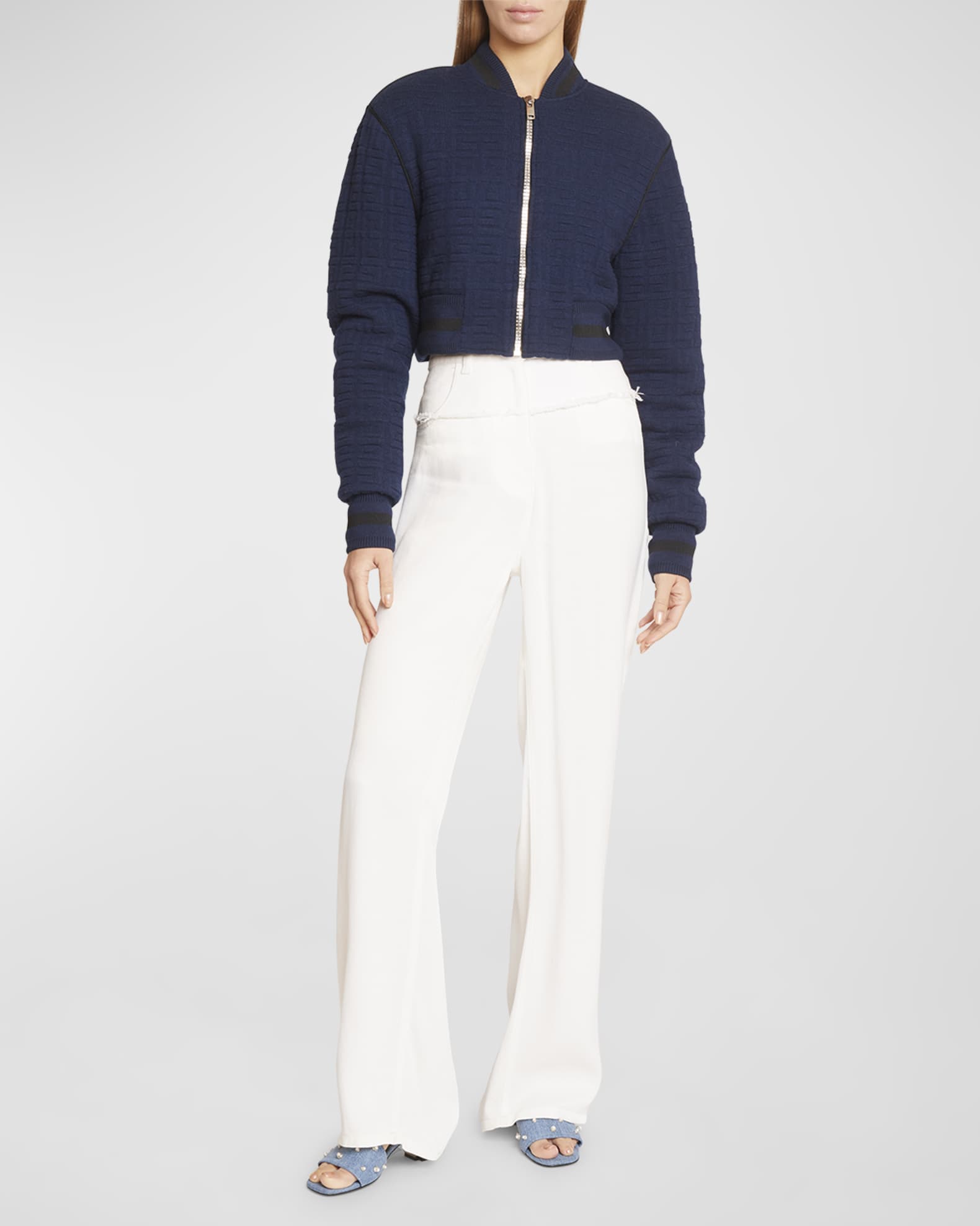 Givenchy 4G-Monogram Cropped Bomber Varsity Jacket | Neiman Marcus