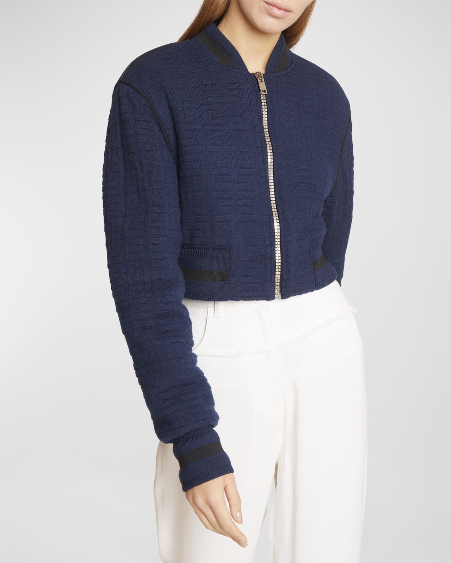 Givenchy 4G-Monogram Cropped Bomber Varsity Jacket | Neiman Marcus