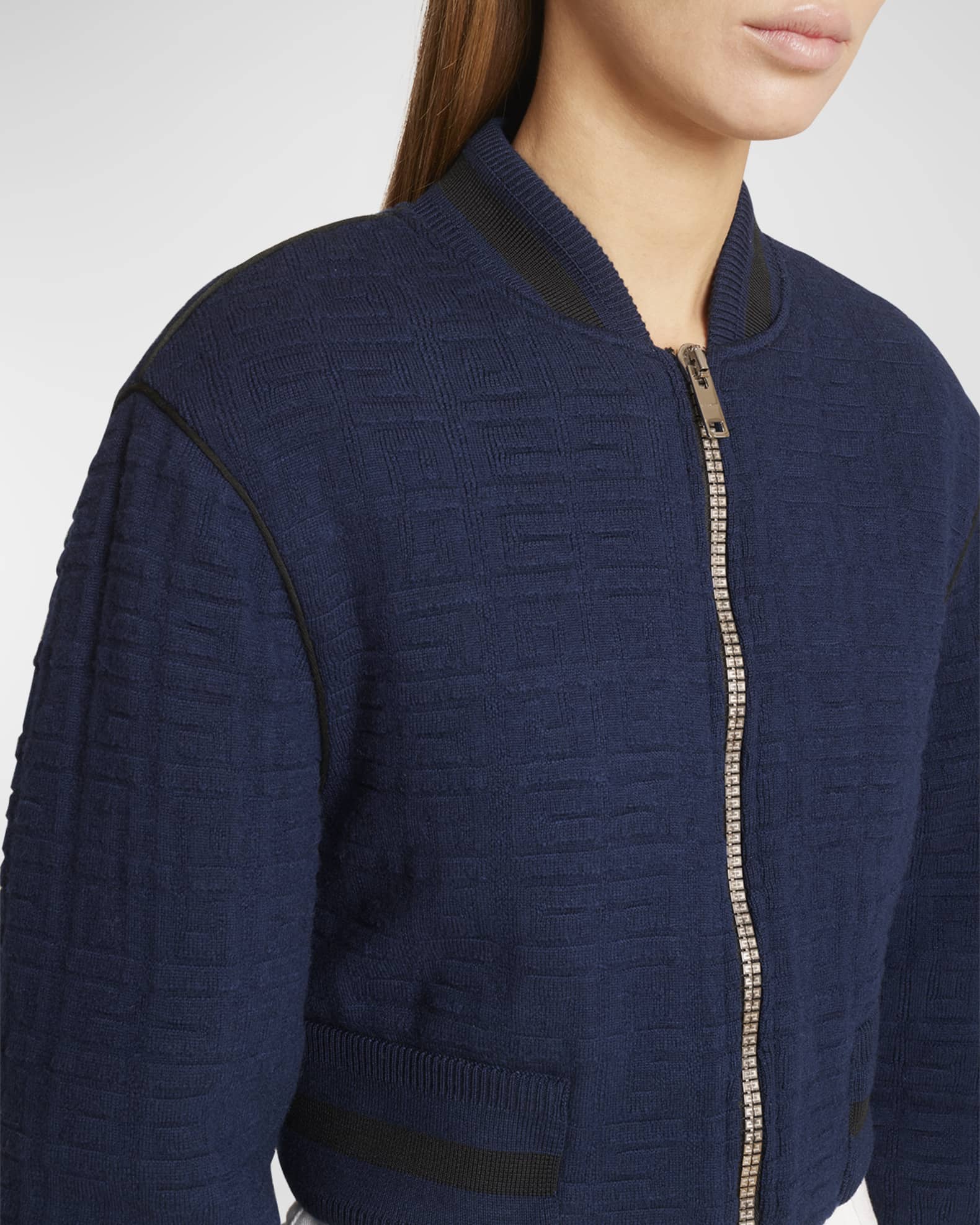 Givenchy 4G-Monogram Cropped Bomber Varsity Jacket | Neiman Marcus