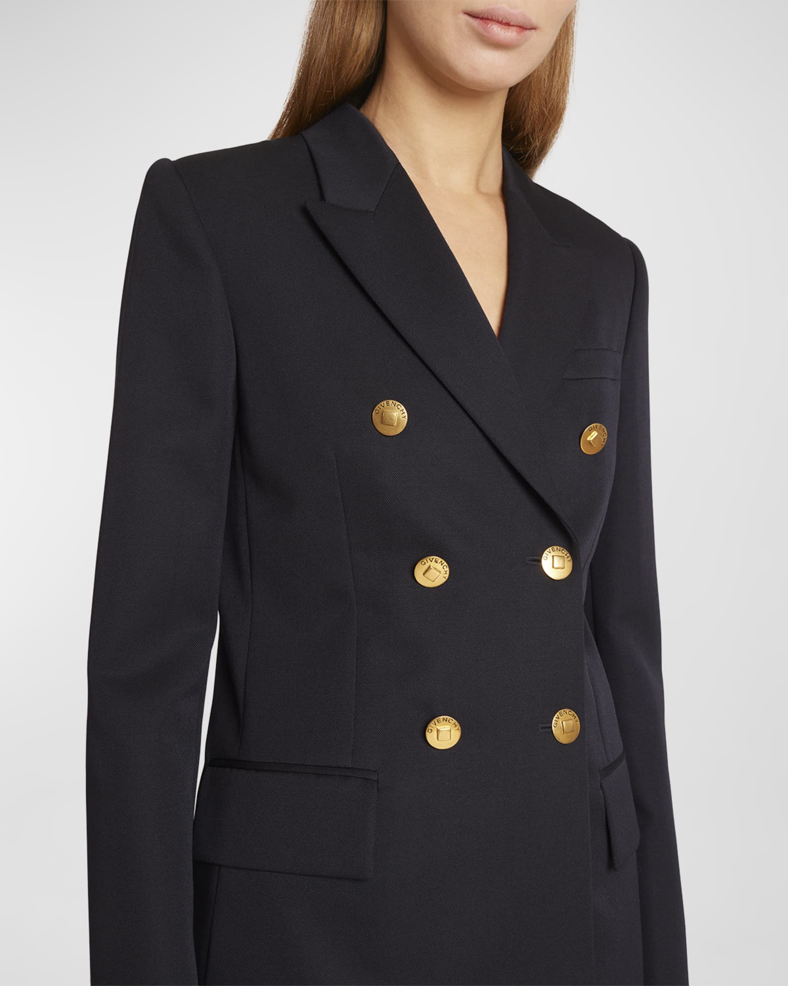 Givenchy Classic Double-Breasted Wool Blazer Jacket | Neiman Marcus