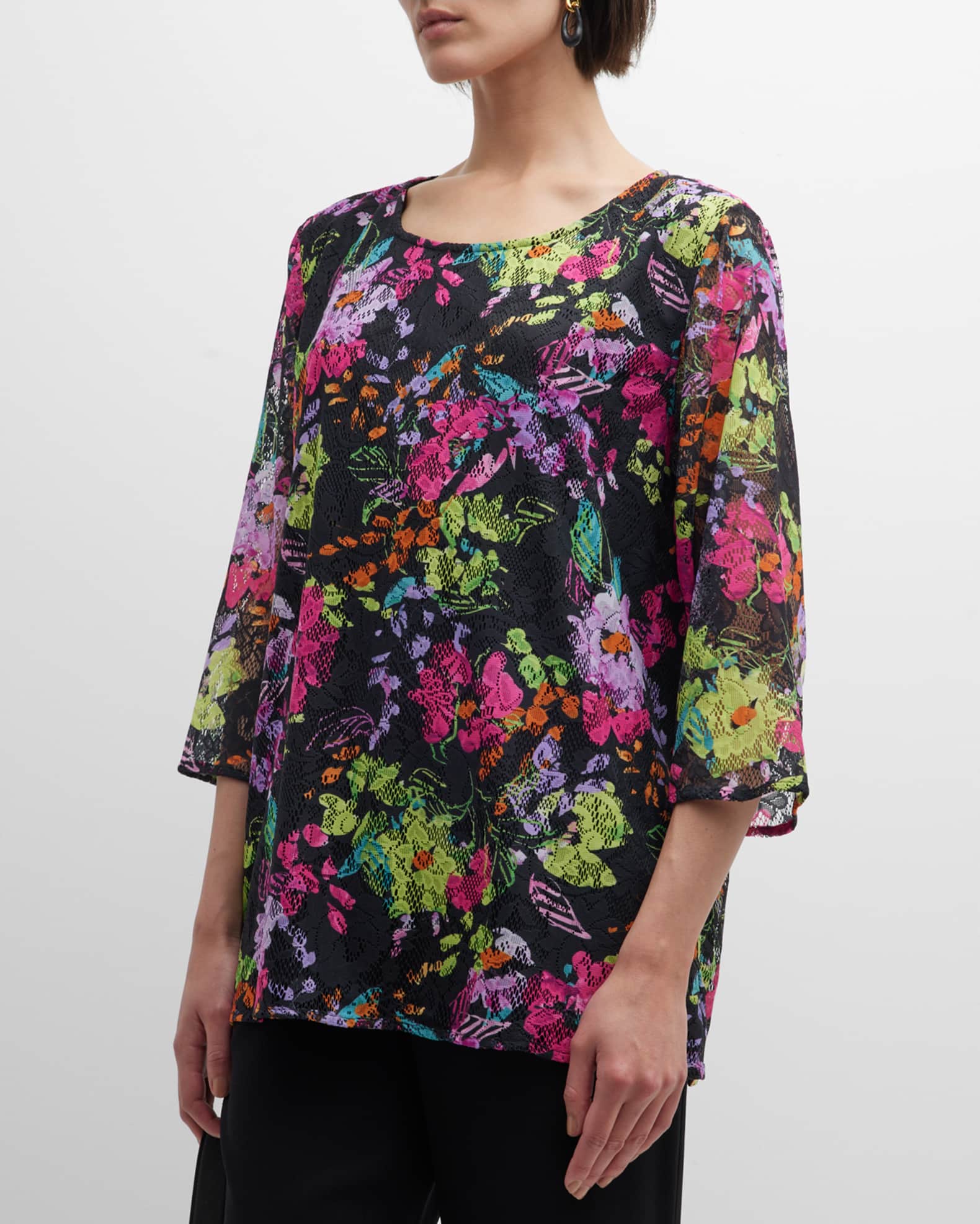 Caroline Rose Brilliant Bouquet Floral Lace Tunic | Neiman Marcus