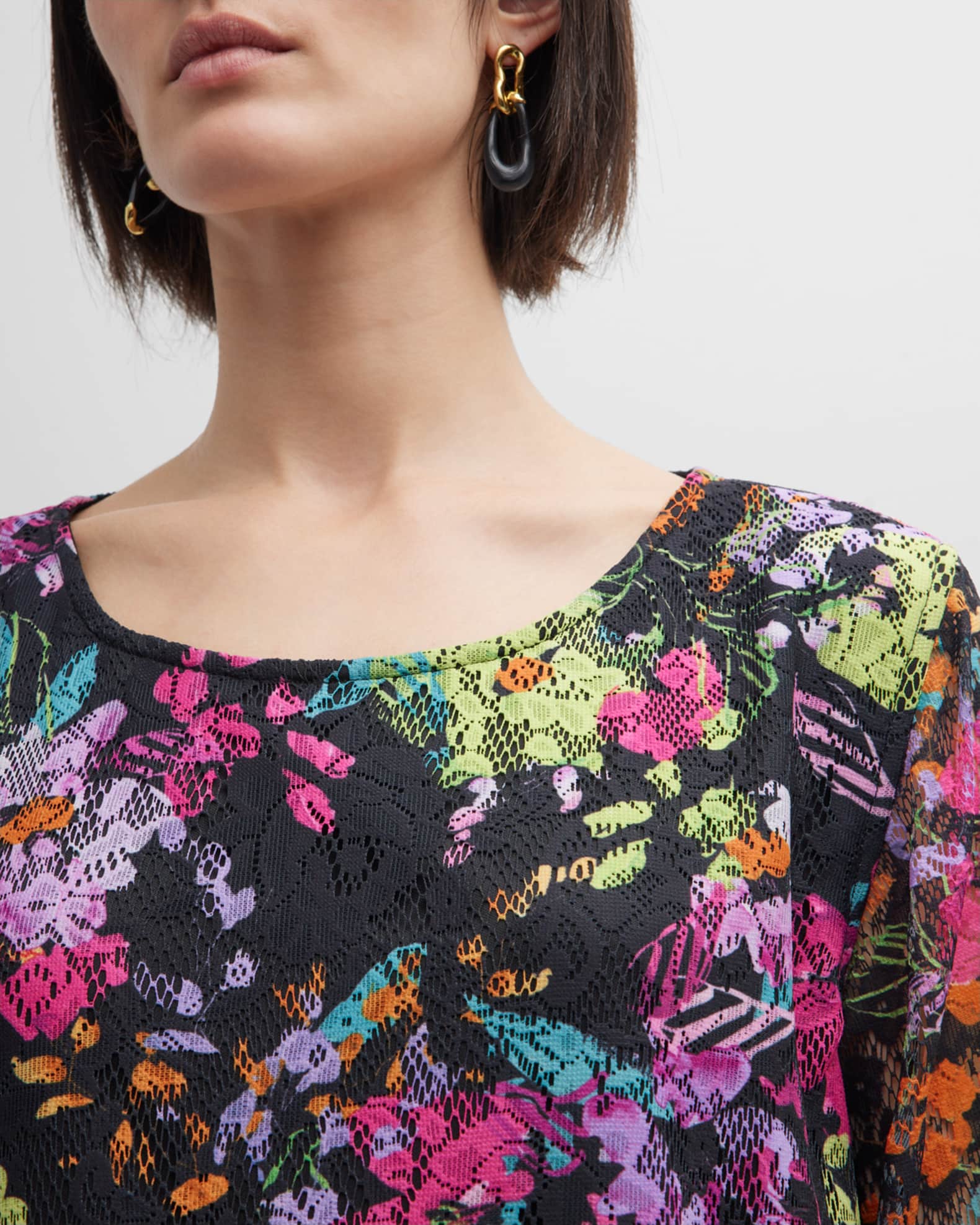 Caroline Rose Brilliant Bouquet Floral Lace Tunic | Neiman Marcus