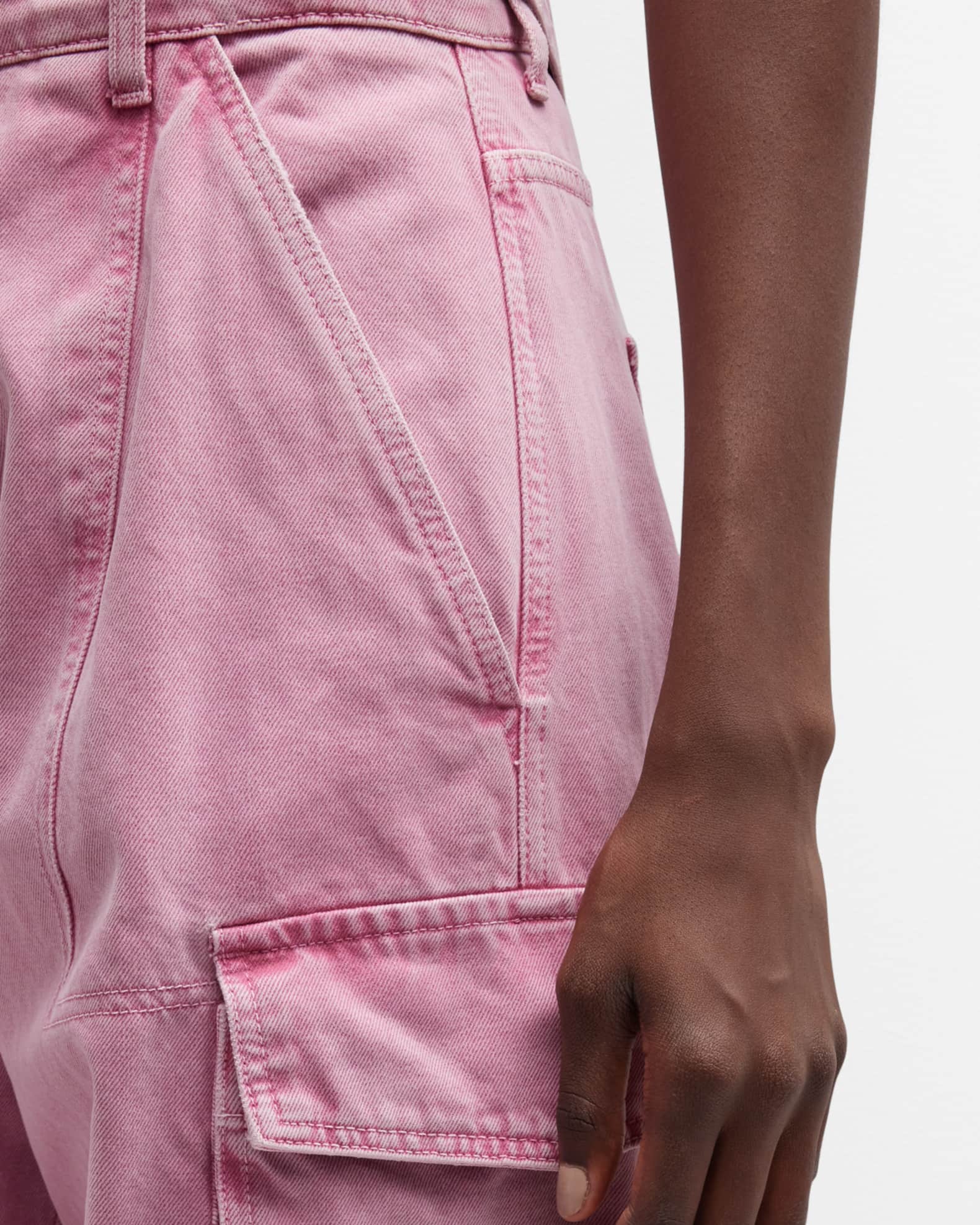 Moschino Jeans Wide-Leg Drill Cargo Jeans | Neiman Marcus