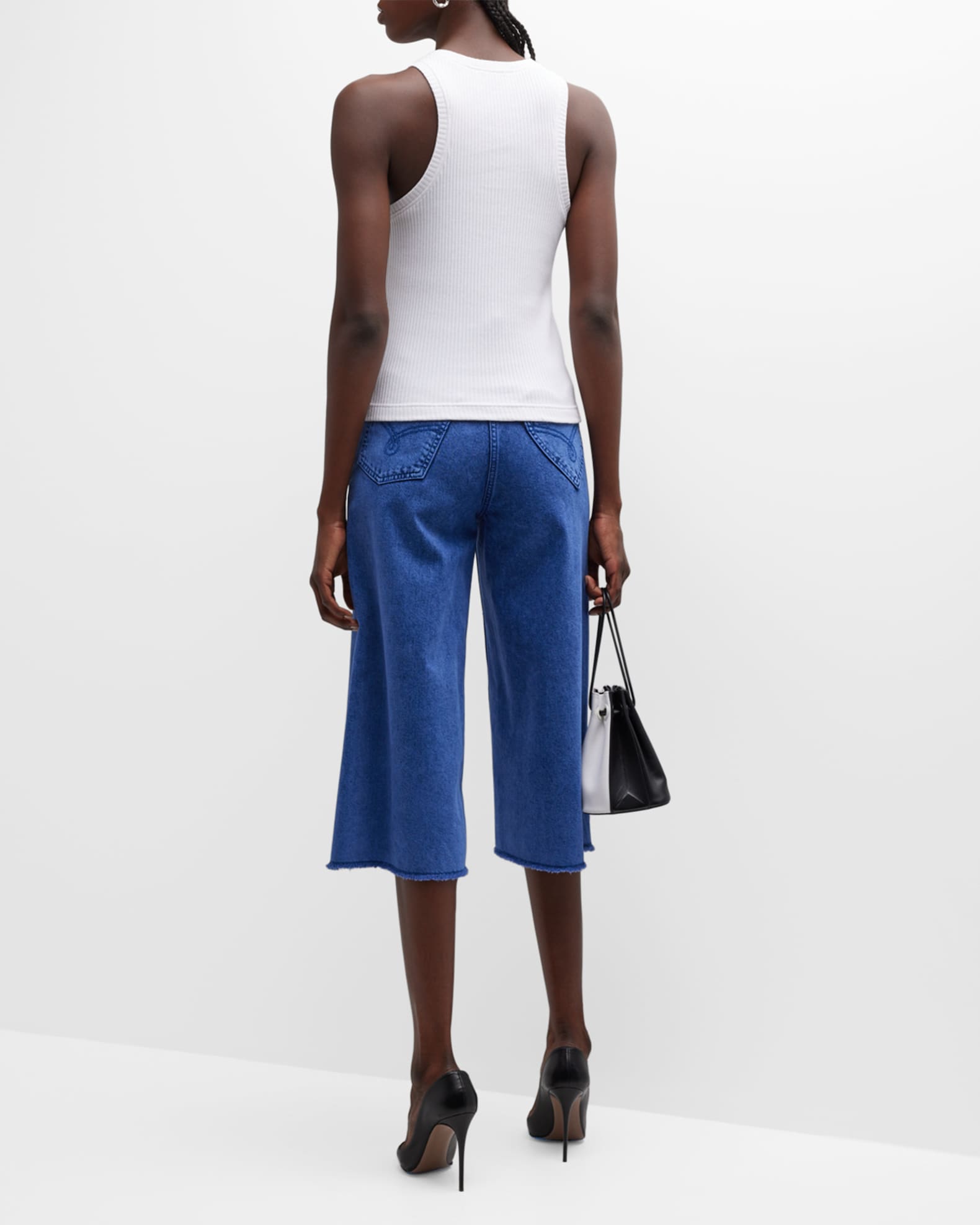 Moschino Jeans Signature Rib-Knit Logo Patch Tank Top | Neiman Marcus