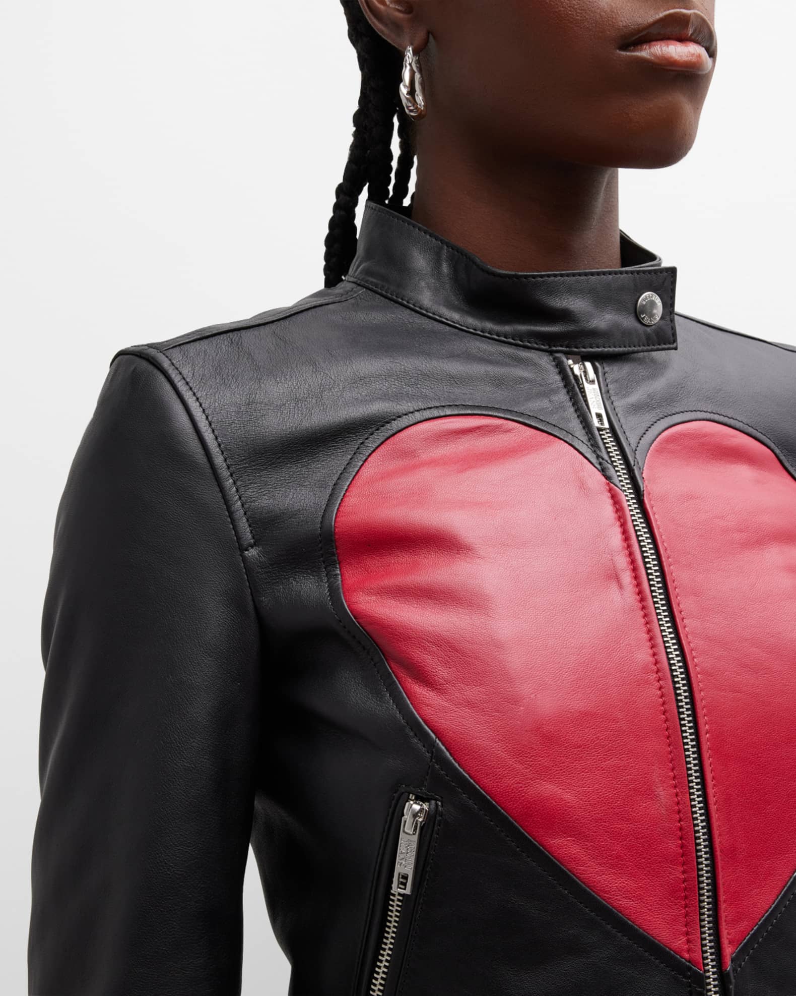 Moschino Jeans Heart Leather Jacket | Neiman Marcus