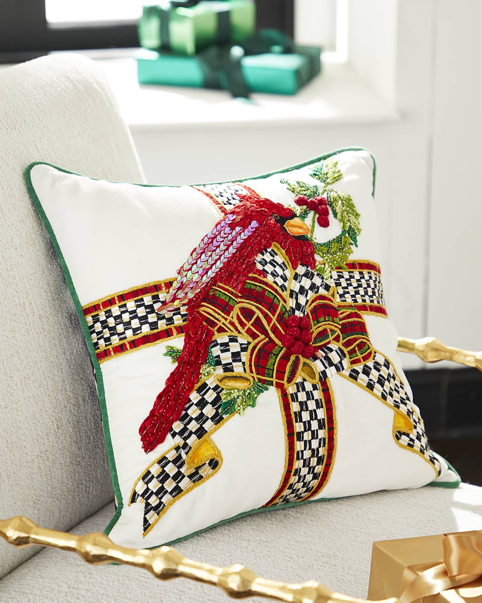 MacKenzie-Childs Cardinal Gift Pillow, 18" | Neiman Marcus