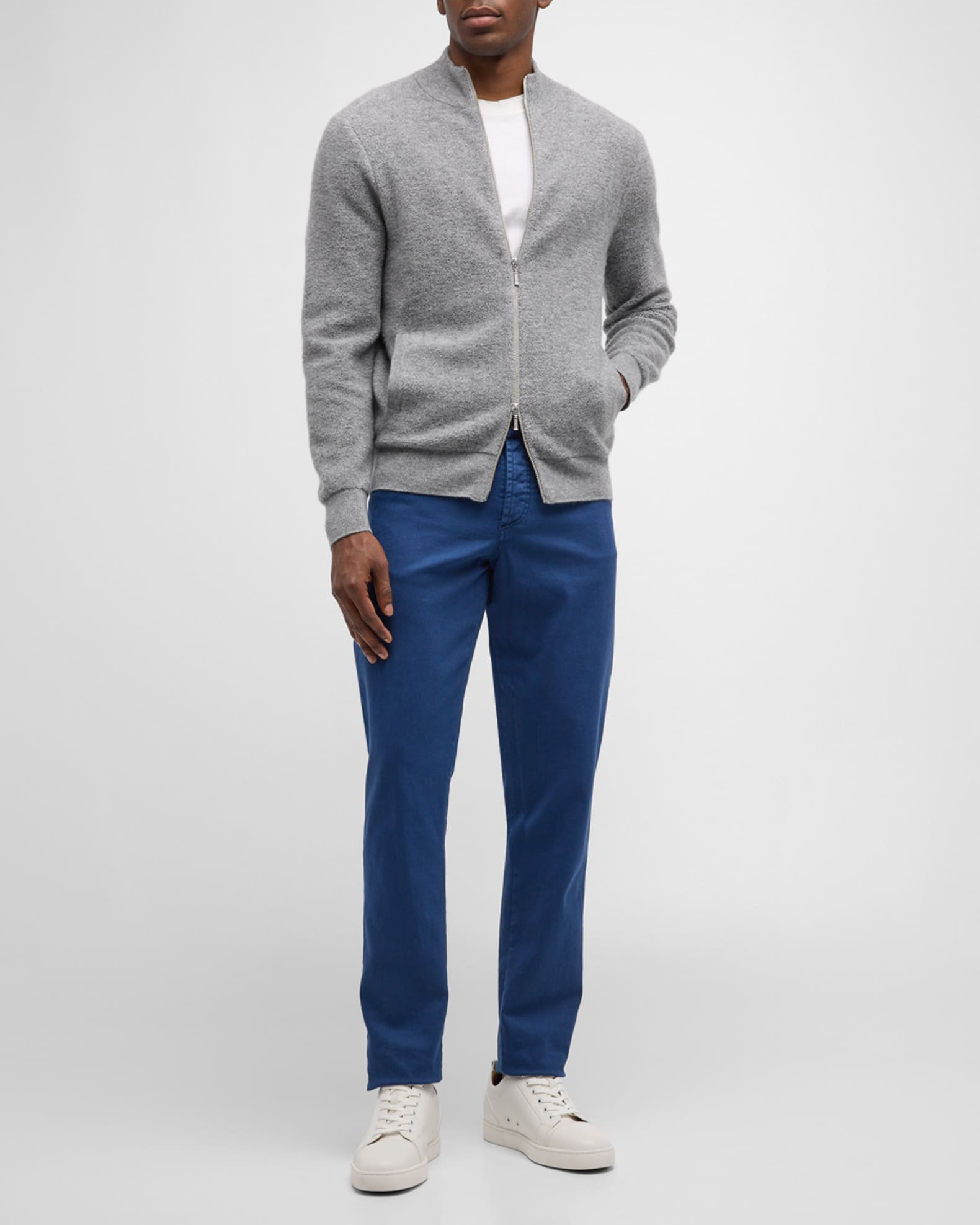 Neiman Marcus Men's Cashmere Mock Neck Full-Zip Sweater | Neiman Marcus