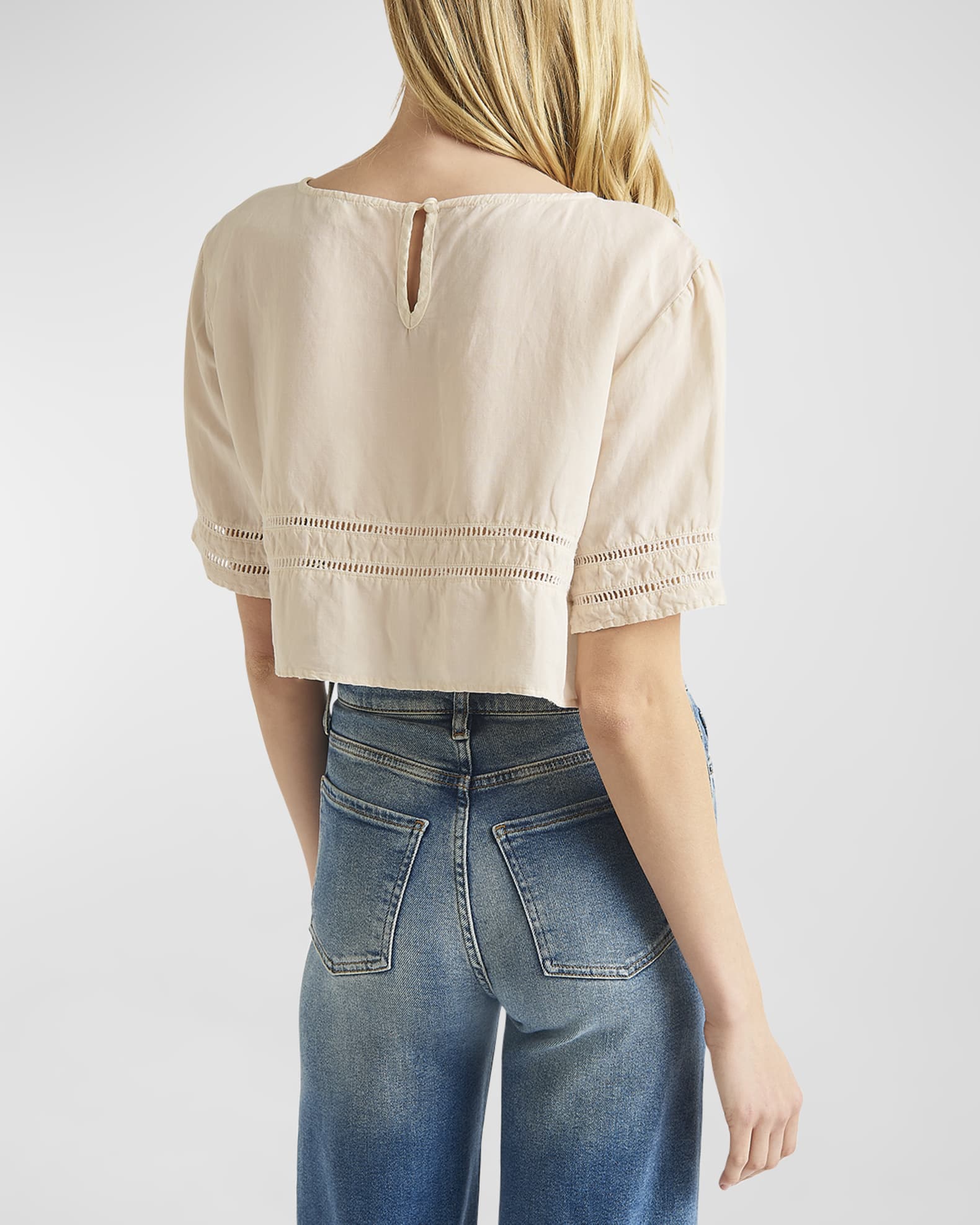 Splendid Jacqueline Linen-Blend Ladder-Stitch Top | Neiman Marcus