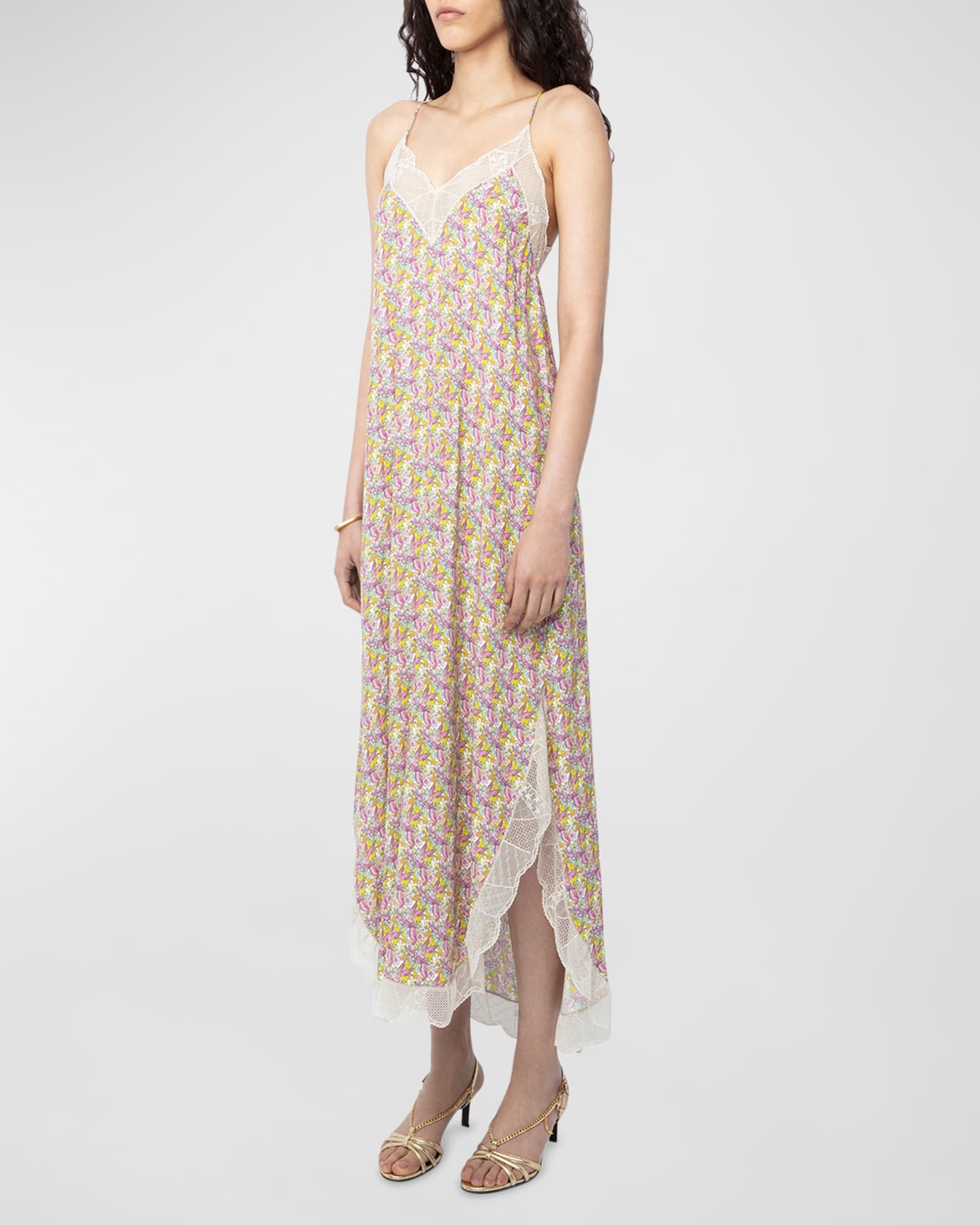Zadig & Voltaire Liberty Wings Risty Lace-Trim Slip Dress | Neiman Marcus