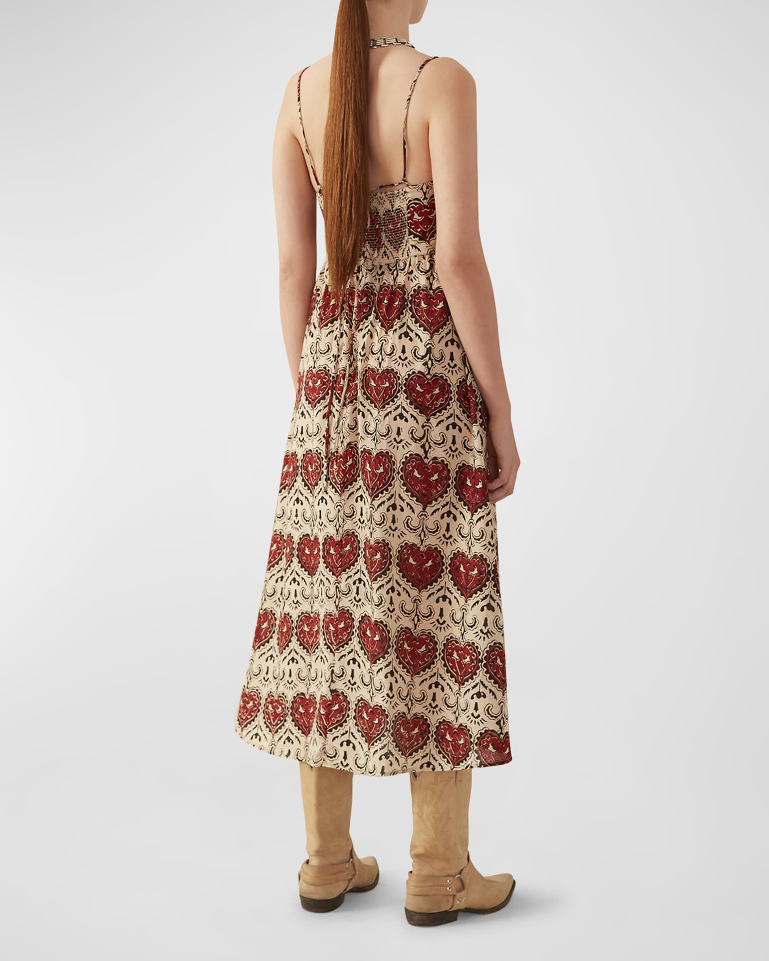 Alix of Bohemia Autumn Bleeding Heart A-Line Midi Dress | Neiman Marcus