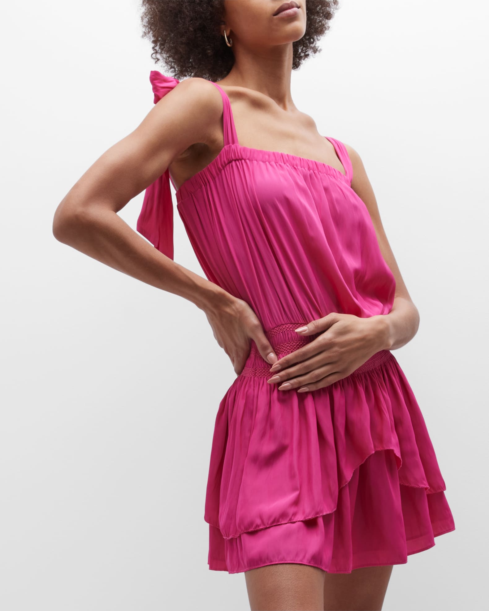 Ramy Brook Kira Shoulder-Tie A-Line Mini Dress | Neiman Marcus