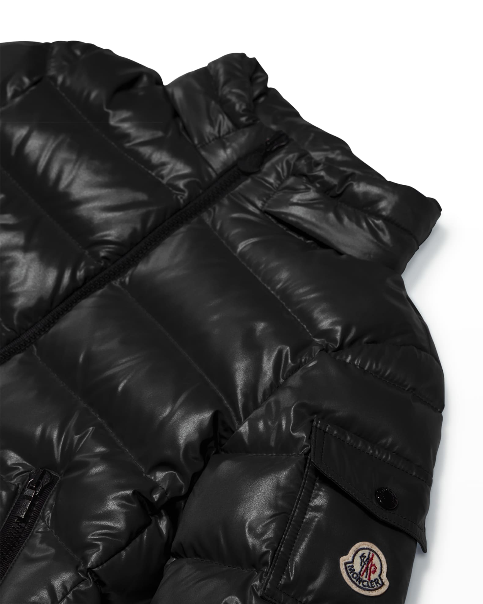 Moncler Kid's Bady Quilted Logo Jacket, Size 4-6 | Neiman Marcus