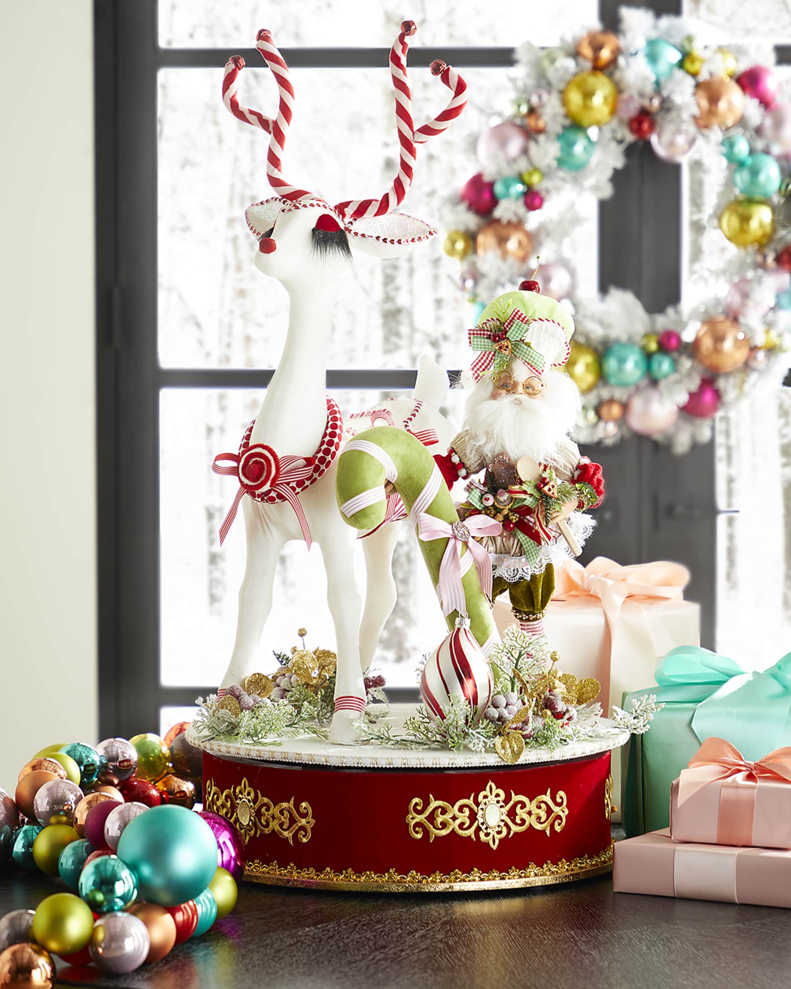 Mark Roberts Rotating Christmas Elfin with White Deer | Neiman Marcus