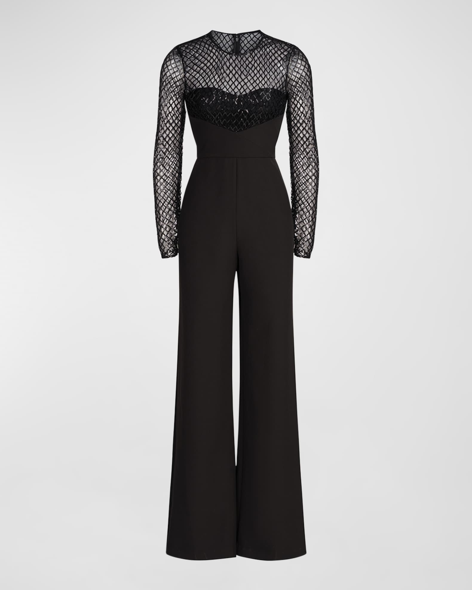 Halston Jac Straight-Leg Sequin Net Jumpsuit | Neiman Marcus